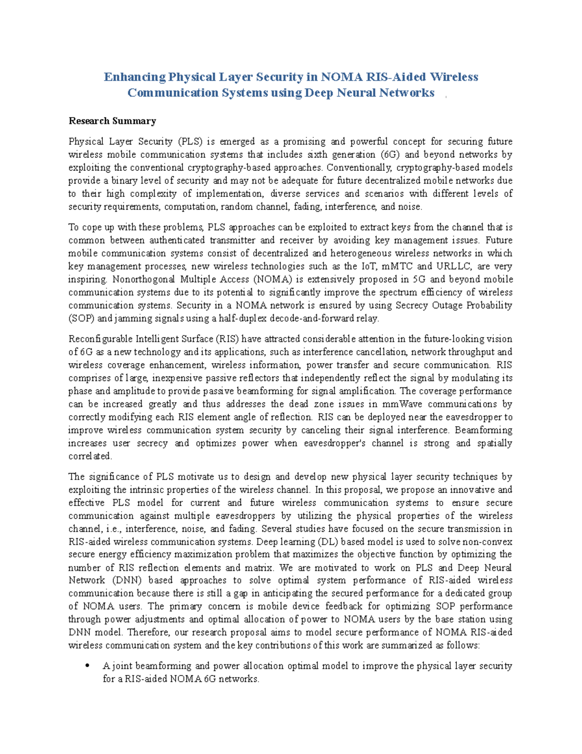 Physical Layer Security Enhancement In 6g Networks Through Noma Ris