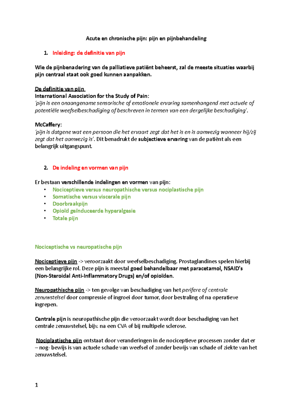 Acute en chronische pijn - De definitie van pijn International ...