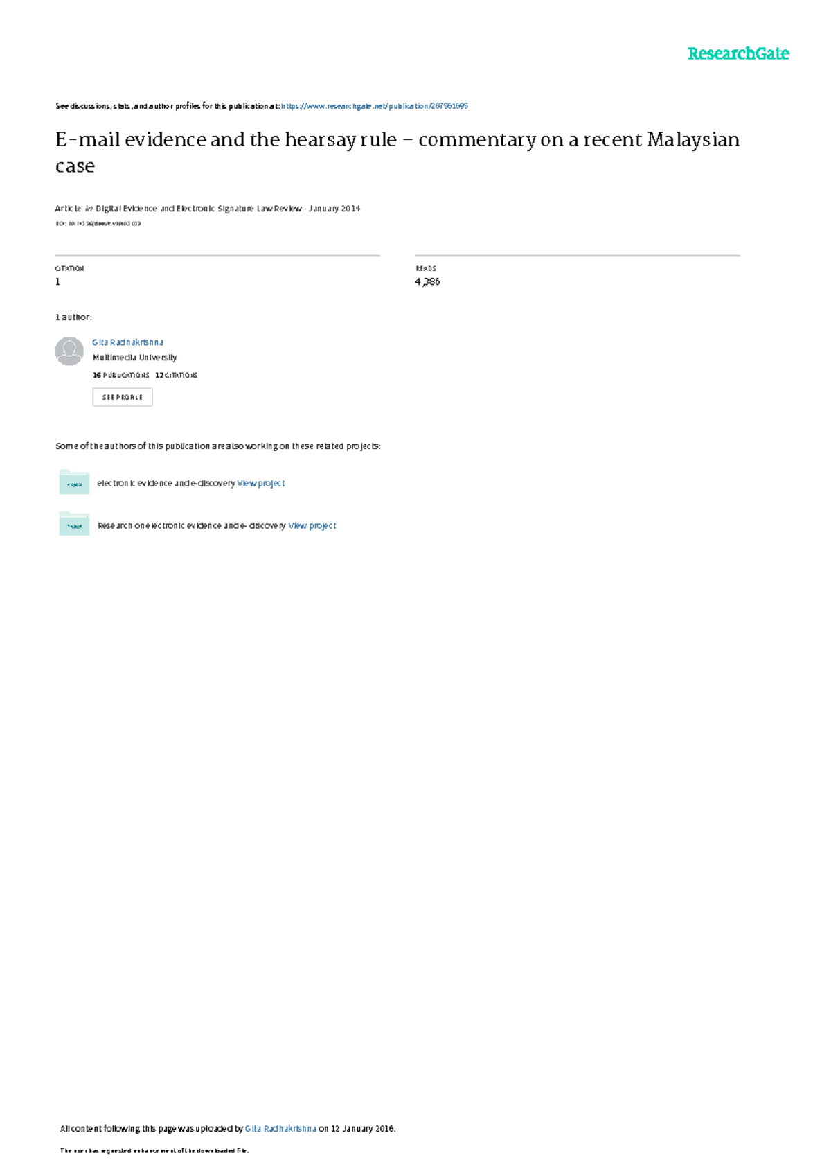 Email Evidence Rule Law - See discussions, stats, and author profiles ...