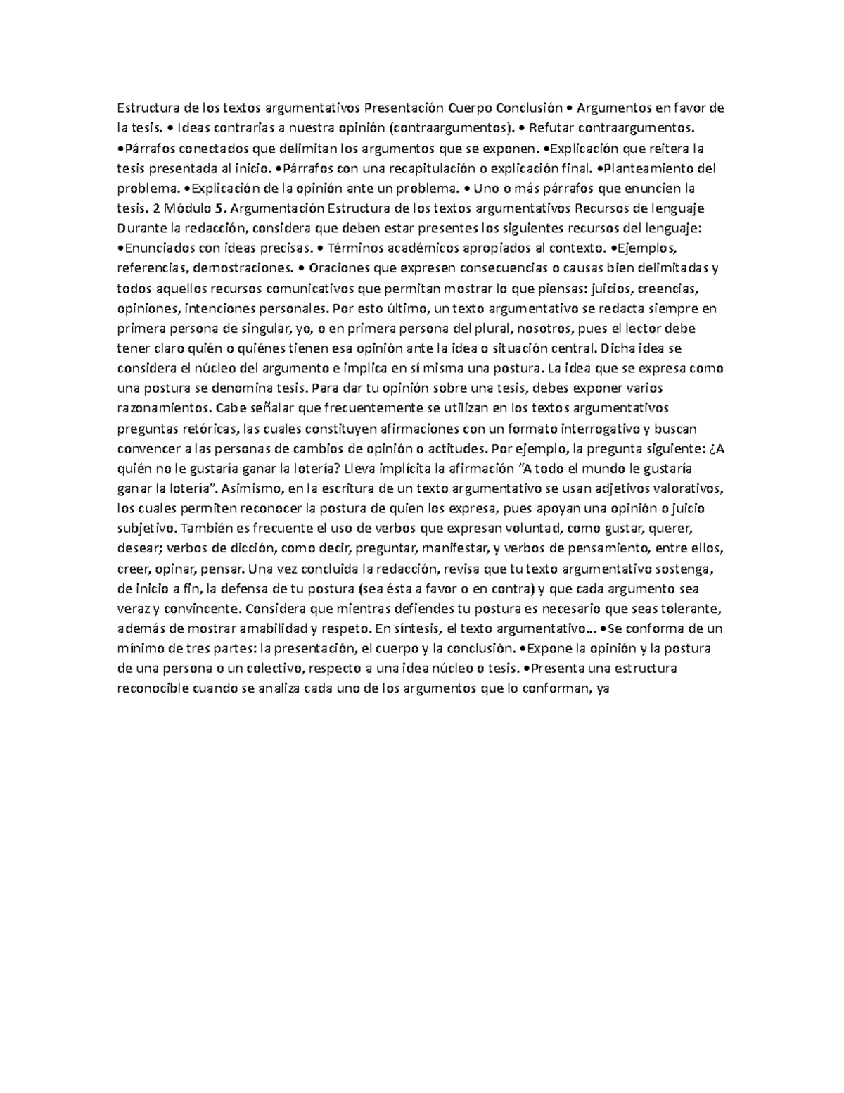 Estructura de los textos argumentativos - • Ideas contrarias a nuestra ...