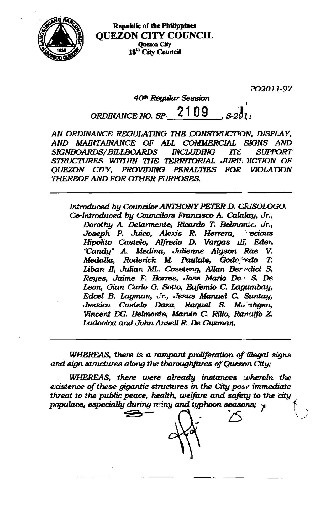 QC Ordinance ON SIGN Boards - Civil Engineering - Studocu