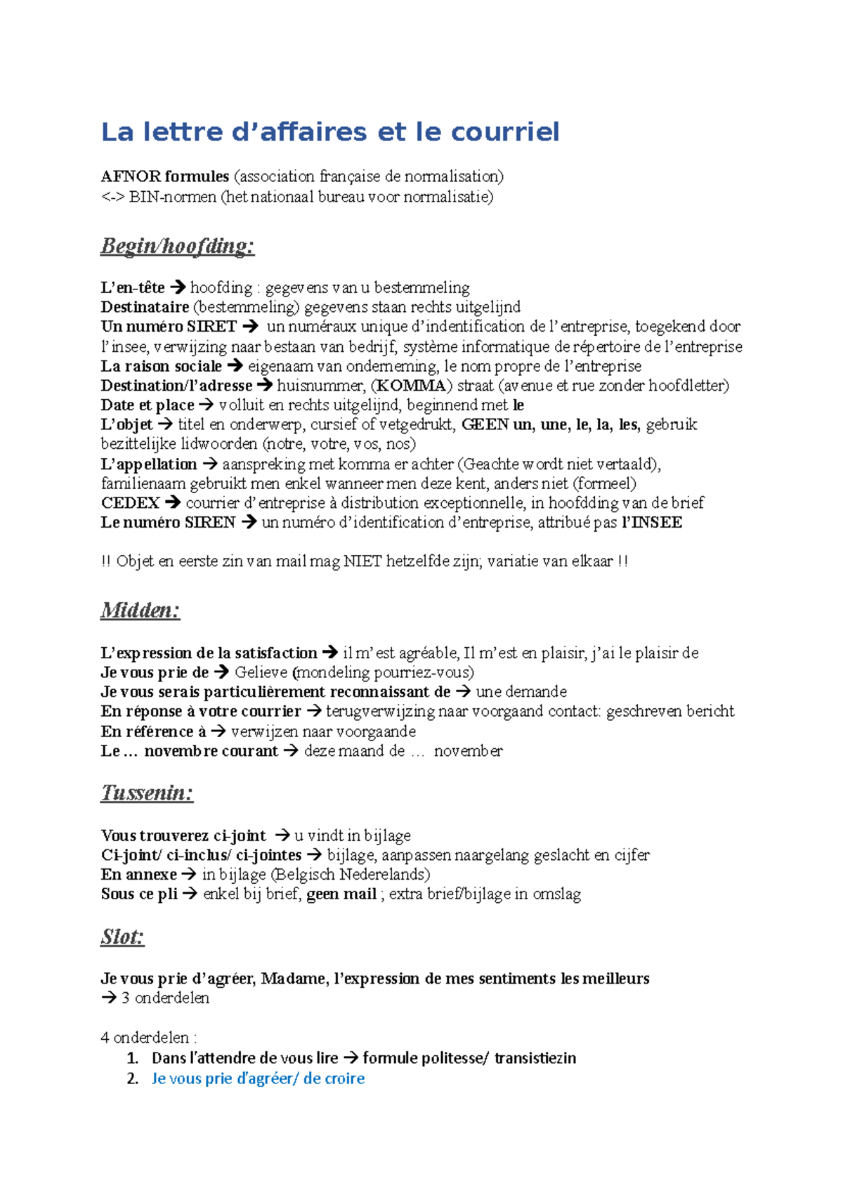 FRAN zakelijke brief: e-mail - La lettre d’affaires et le courriel ...