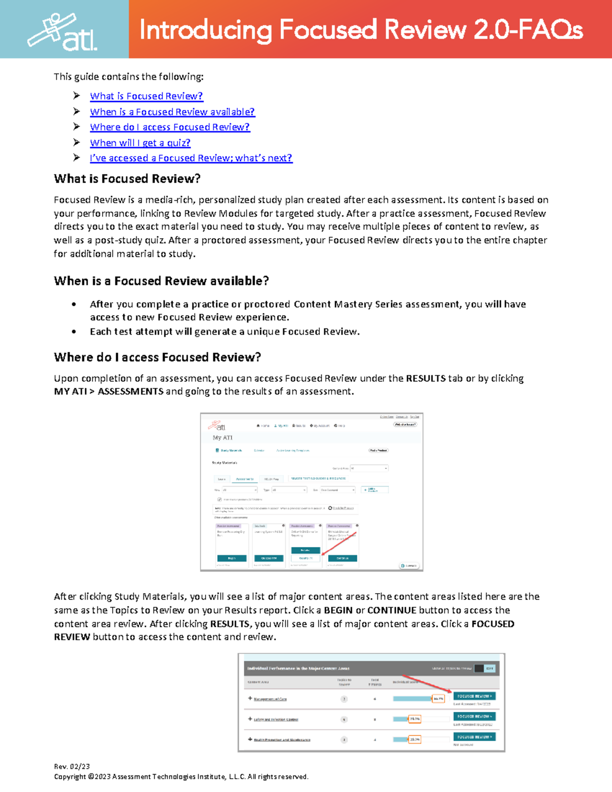 ATI-Introducing-Focused-Review-2.0 FAQs20230208 (1) - Copy - Rev. 0 2 / 23 Copyright ©20 23 ...