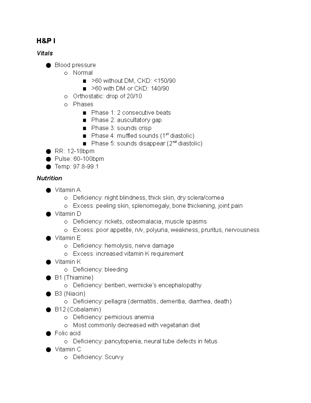 Final Review Doc - Compiled notes on all conditions discussed ...