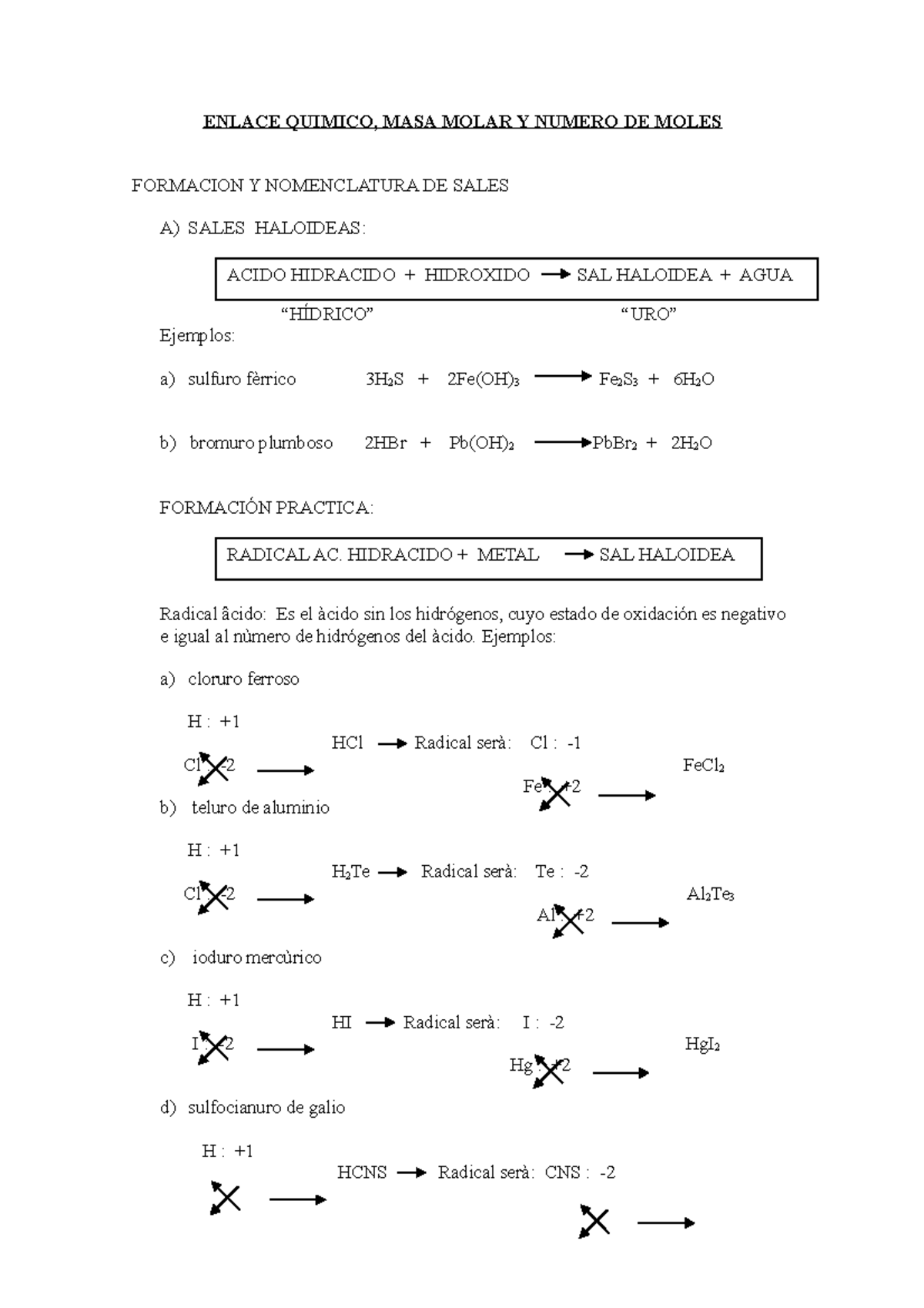Enlace Quìmico acidos sales moles - QUIMICA - ENLACE QUIMICO, MASA ...