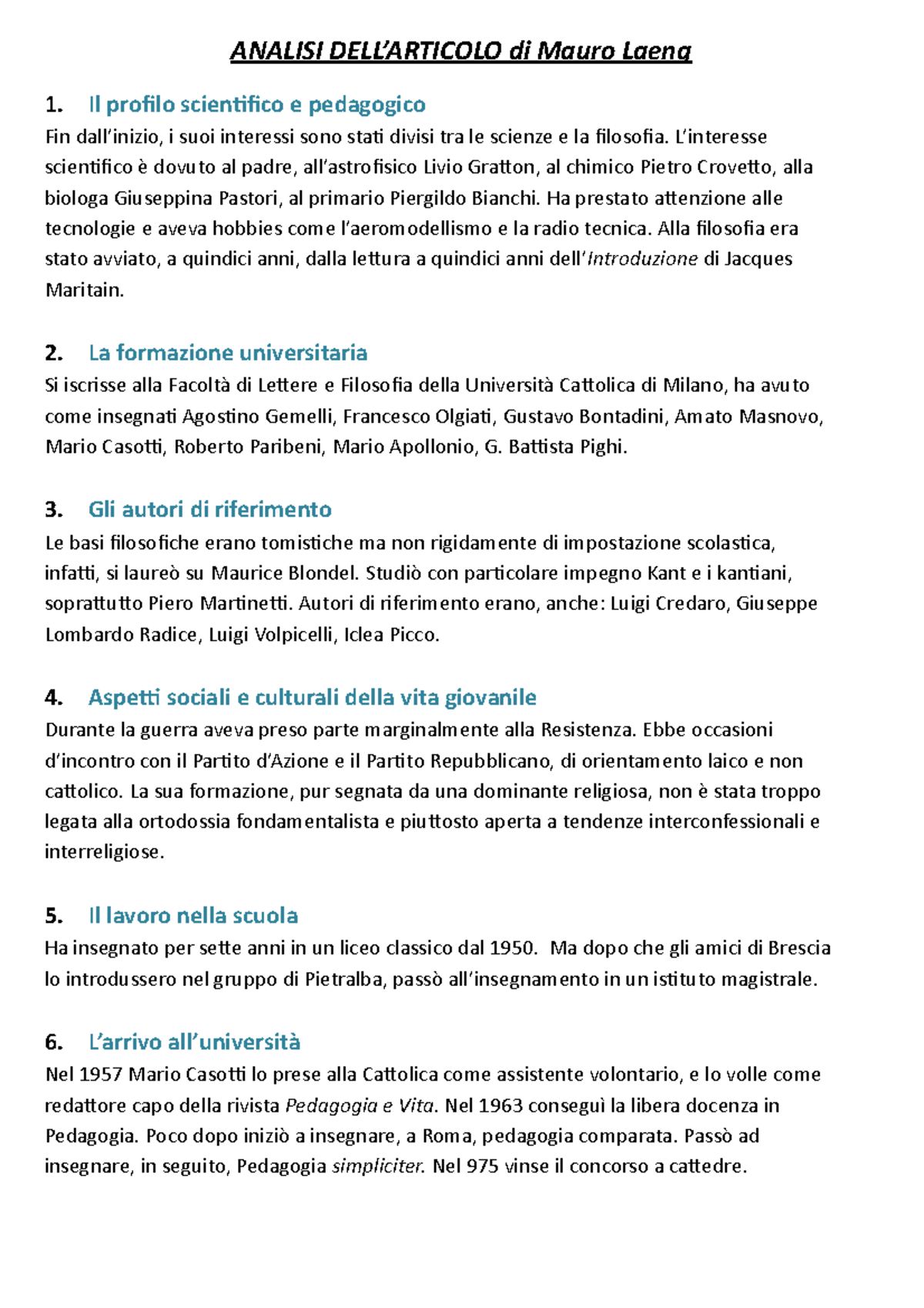 Analisi dell'articolo di Mauro Laeng - ANALISI DELL’ARTICOLO di Mauro ...