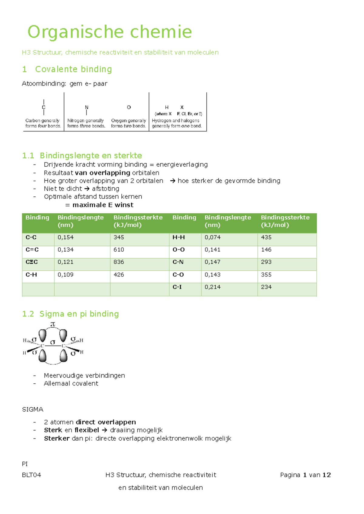 BLT04 H3 Structuur, chemische reactiviteit en stabiliteit van moleculen - Organische chemie H3 ...