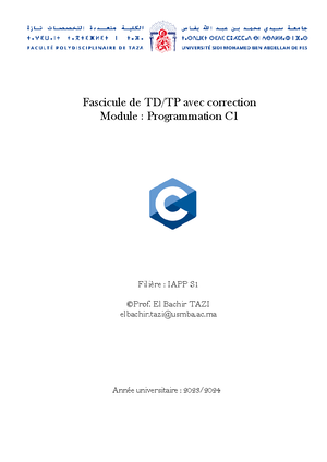 Cours 1 - Langage C - Le Langage CFilière SMI-S Pr H Le C ANSI • C crée ...
