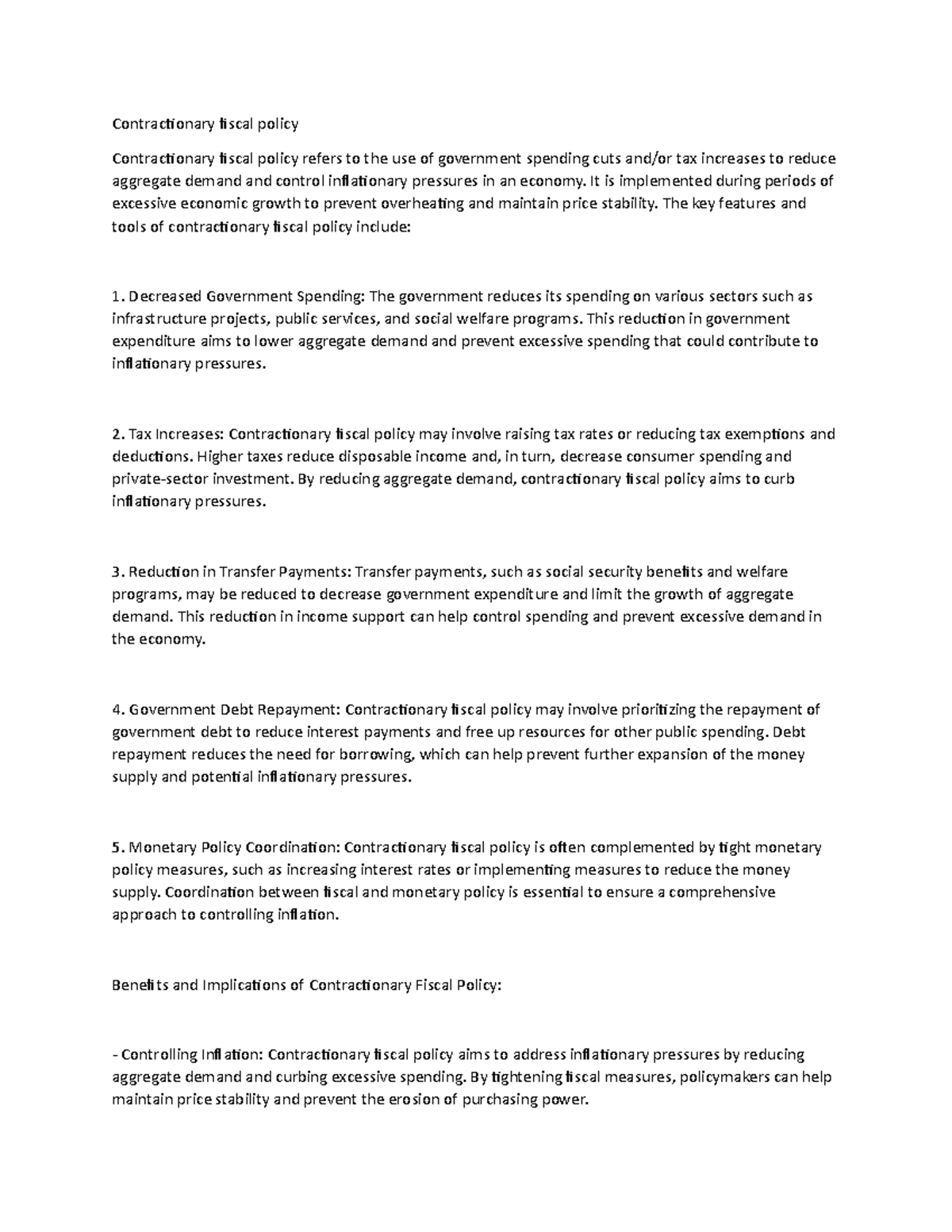 Contractionary fiscal policy - Contractionary fiscal policy ...