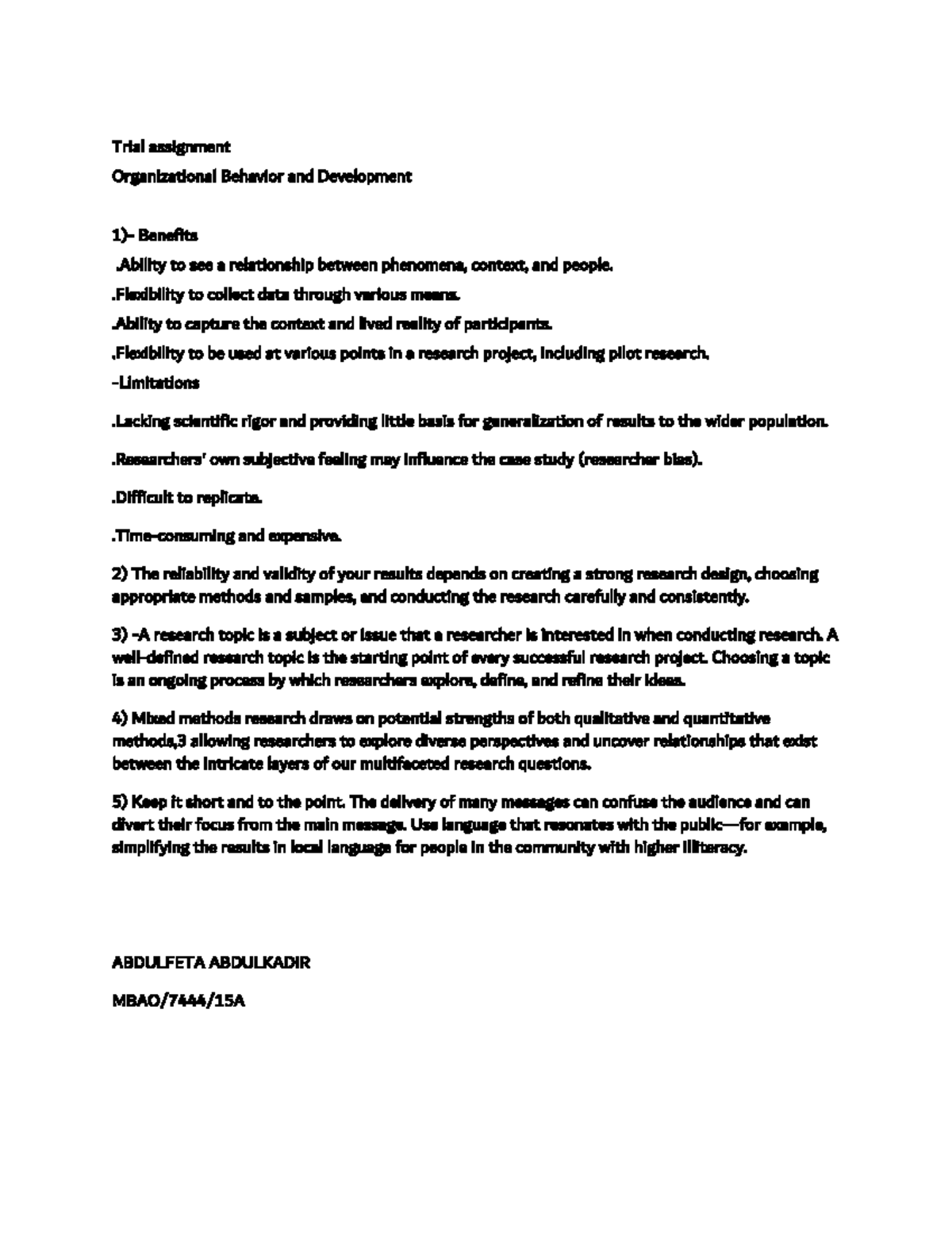 OB Trial Assignment - Ljhg - Trial assignment Organizational Behavior ...
