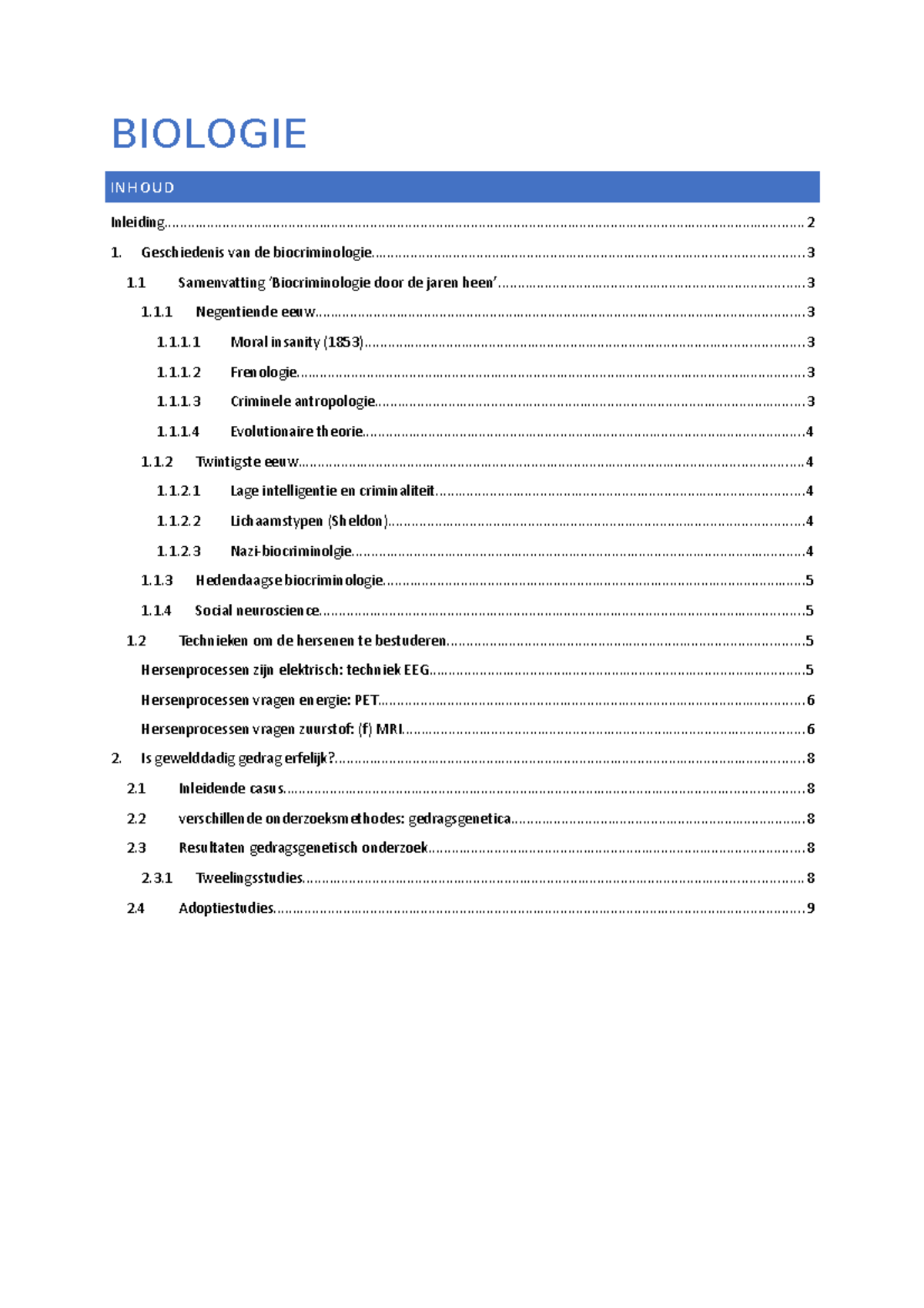Biologie samenvatting - BIOLOGIE - Studocu
