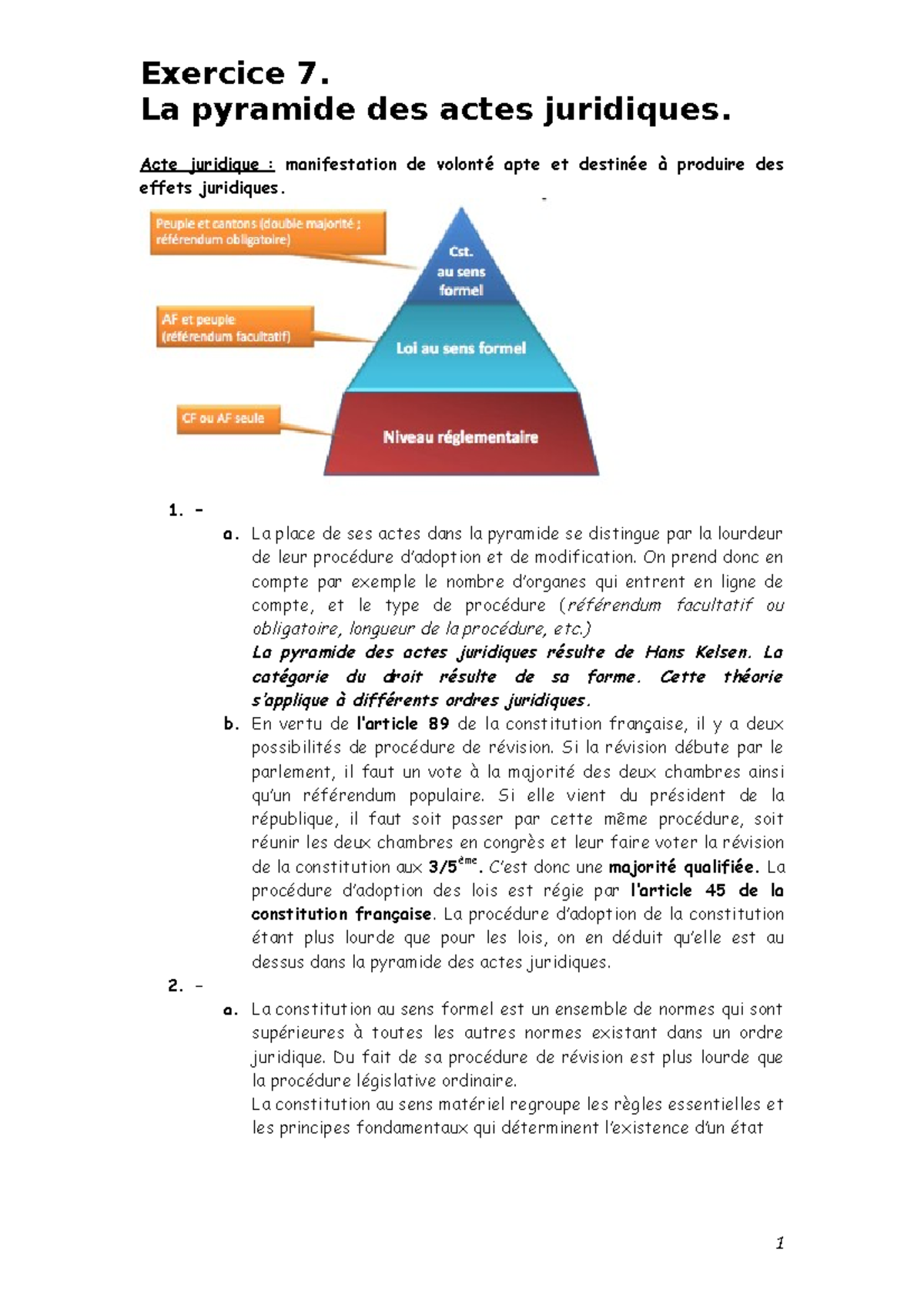 8. La pyramide des actes juridiques - Exercice 7. La pyramide des actes ...