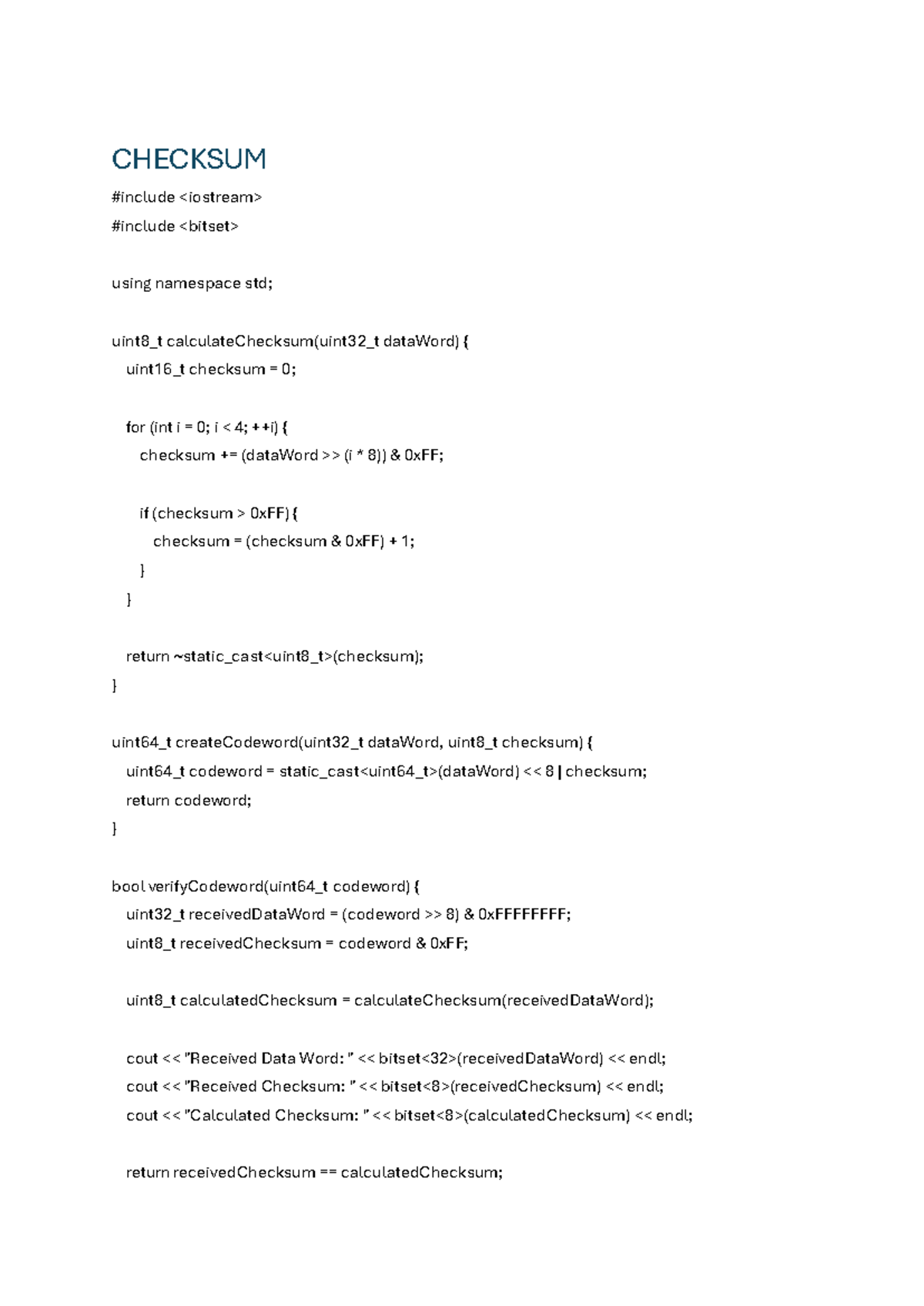 CN LAB doc - computer networks - CHECKSUM #include #include using - Studocu