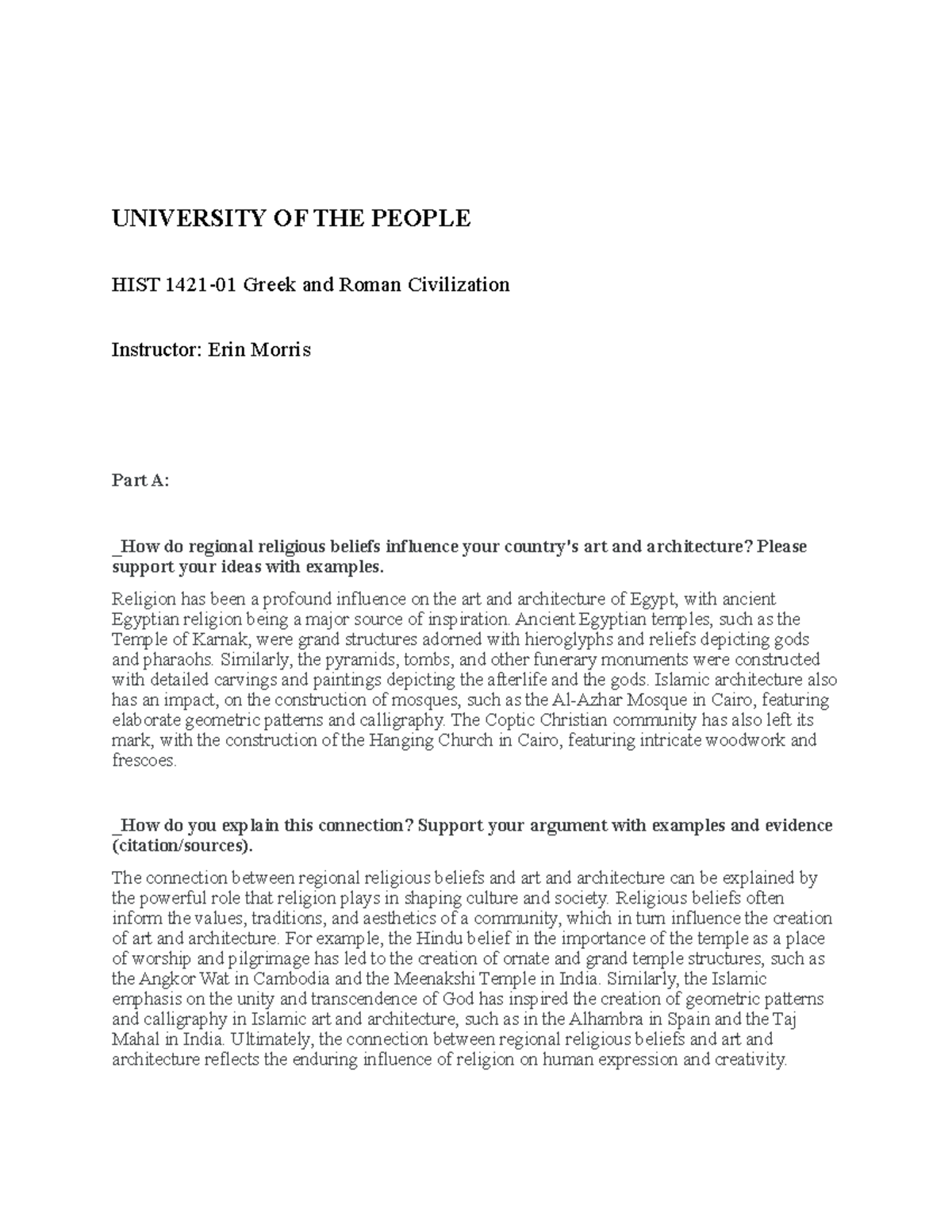Roman . learning journal unit 7 - UNIVERSITY OF THE PEOPLE HIST 1421-01 ...