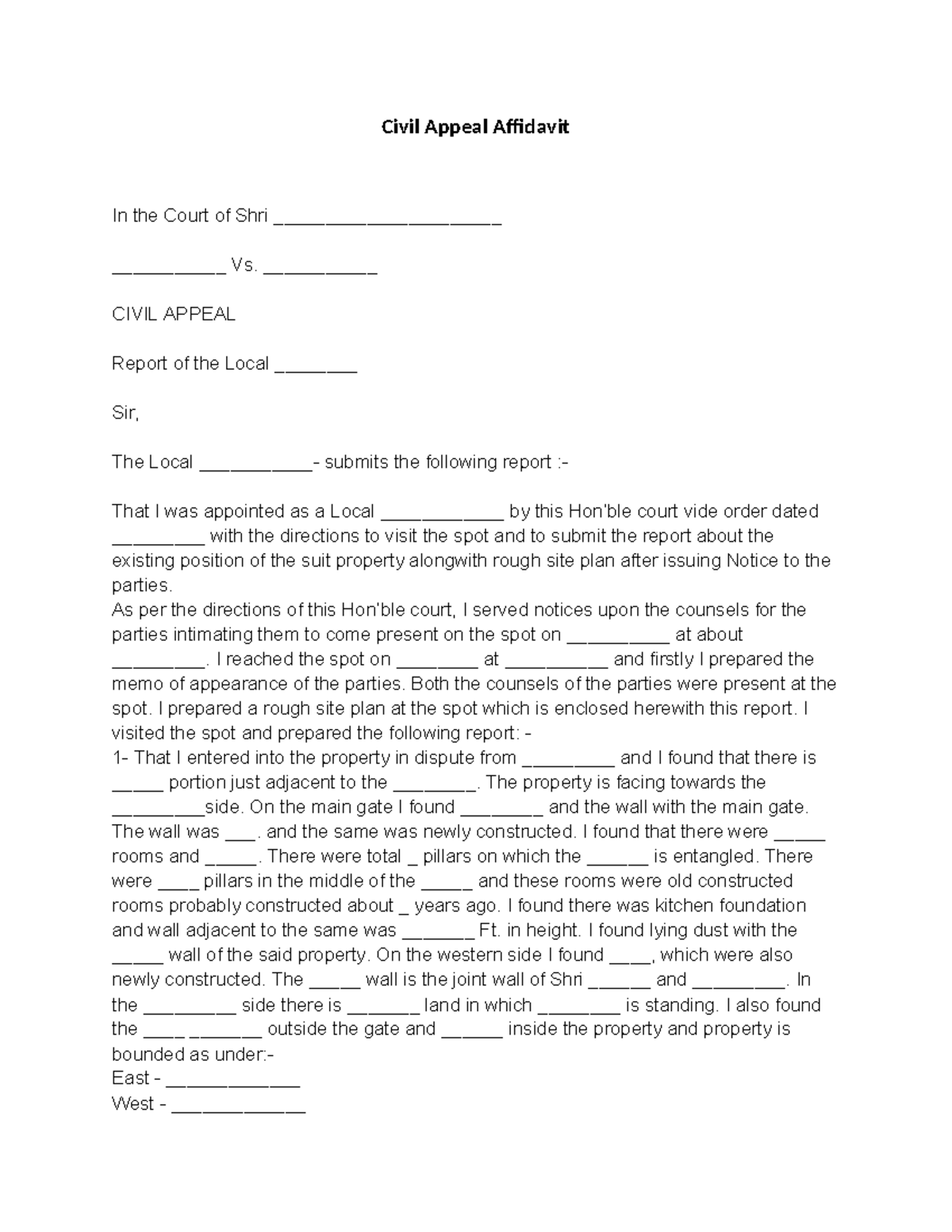 Civil-appeal-affidavit - Civil Appeal Affidavit In the Court of Shri