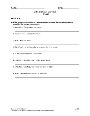 03-Extra Grammar Exercises - NAME: DATE: Summit 1, Third Edition Unit 3 Extra Grammar Exercises ...