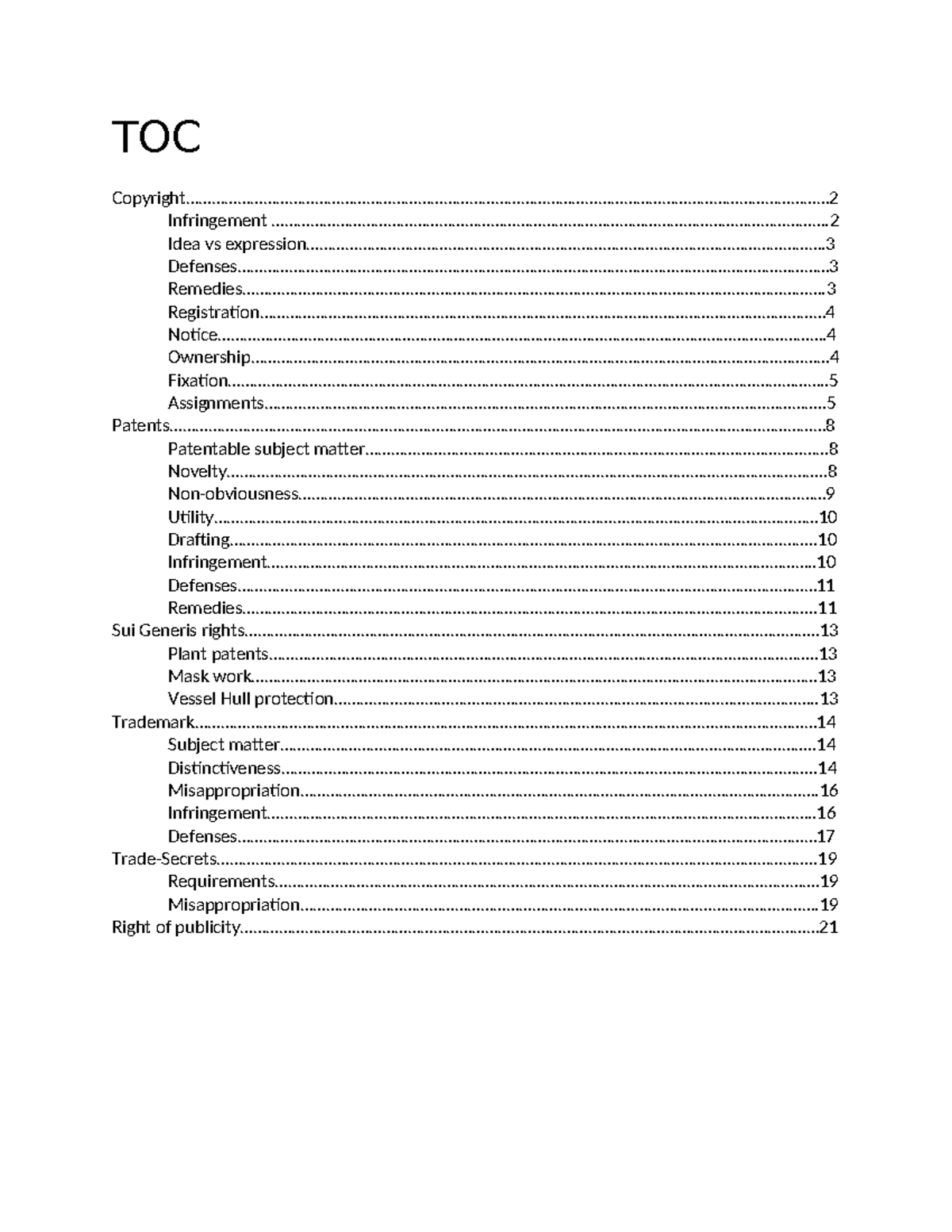 Attack Outline - TOC - Studocu