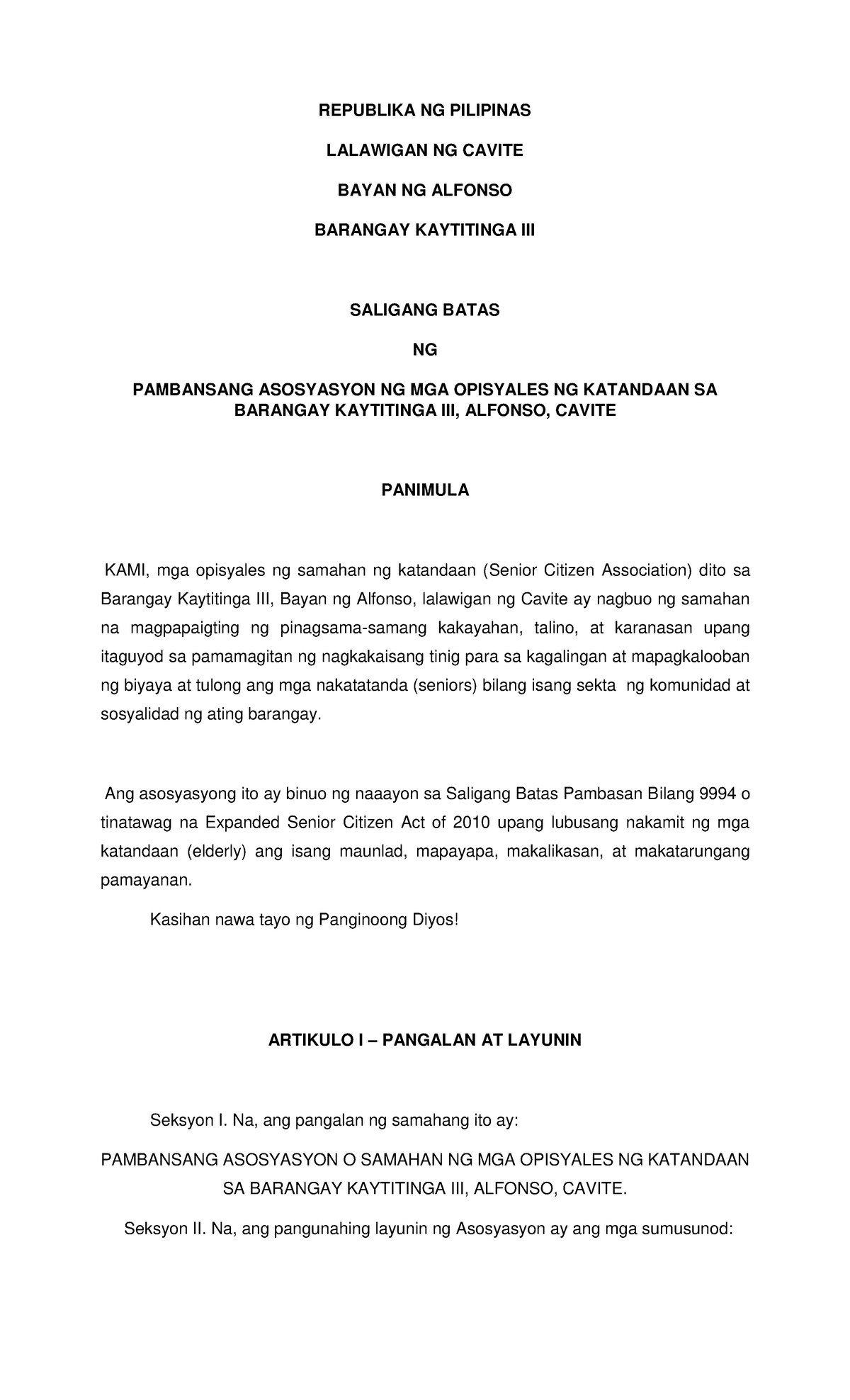 Bylaws-SC (1) final - BYLAWS FOR BRGY - REPUBLIKA NG PILIPINAS ...