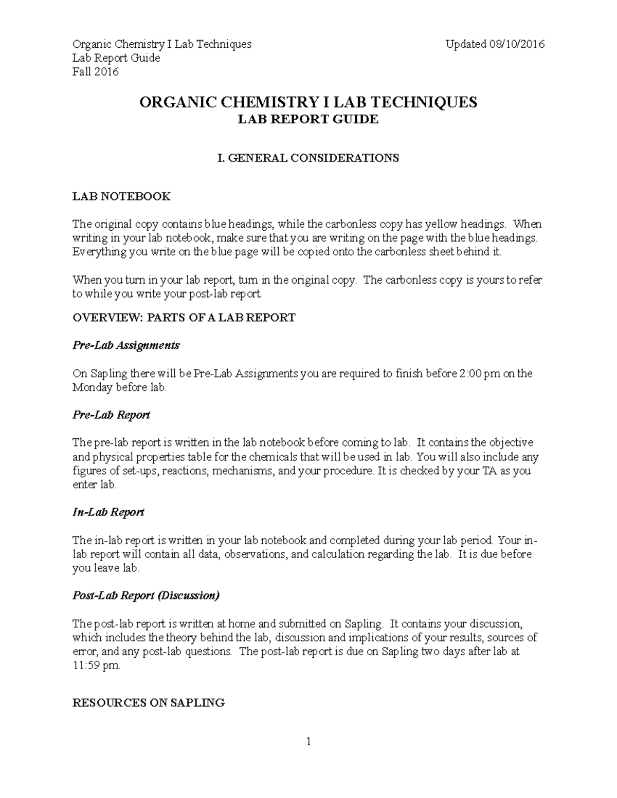 TA Training- How to Write Lab Report- Fall 2016 - Lab Report Guide Fall ...