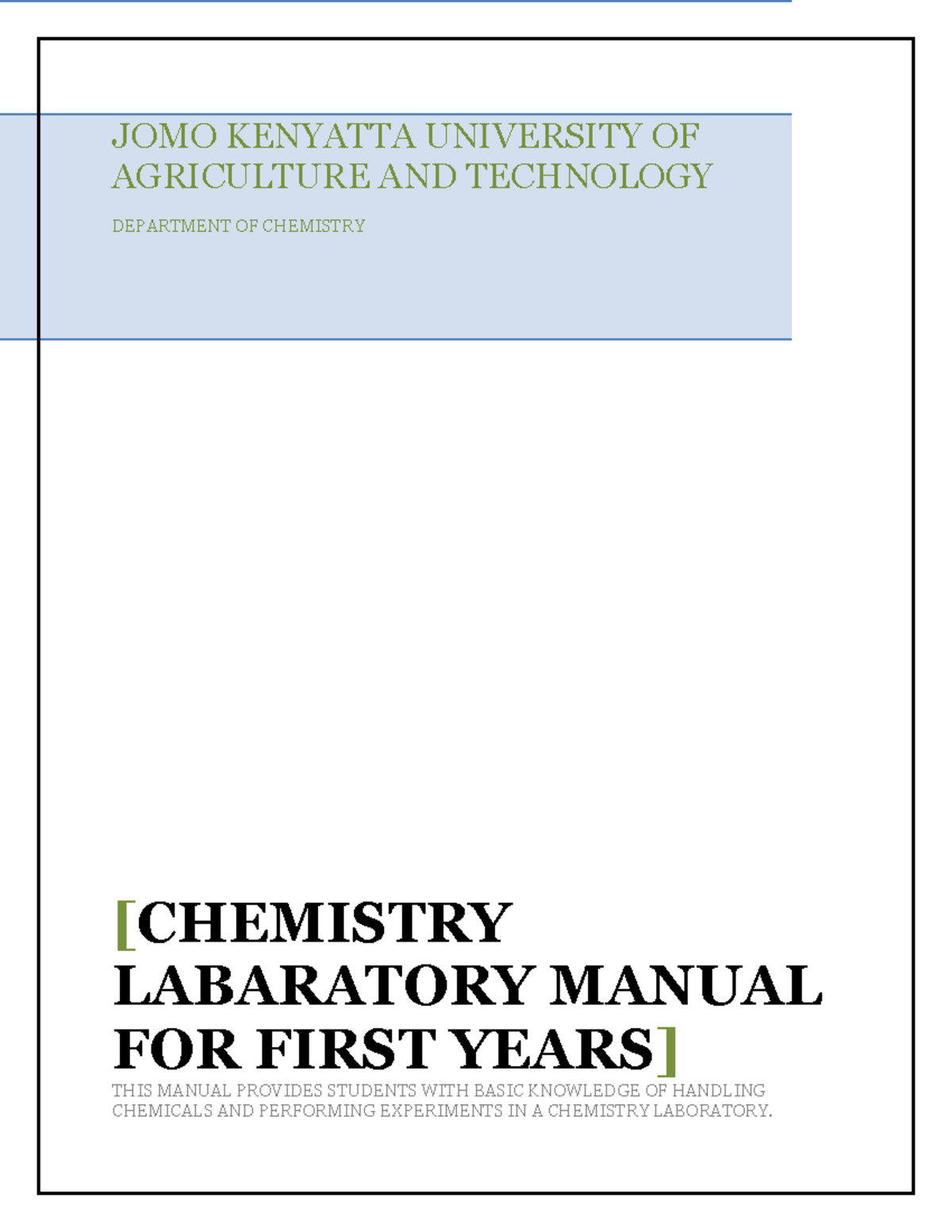 Chemistry practicals first years - 2013 JOMO KENYATTA UNIVERSITY OF ...