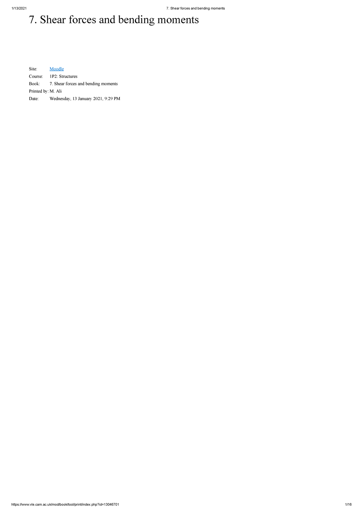 L07 Shear Forces and Bending Moments - 7. Shear forces and bending ...