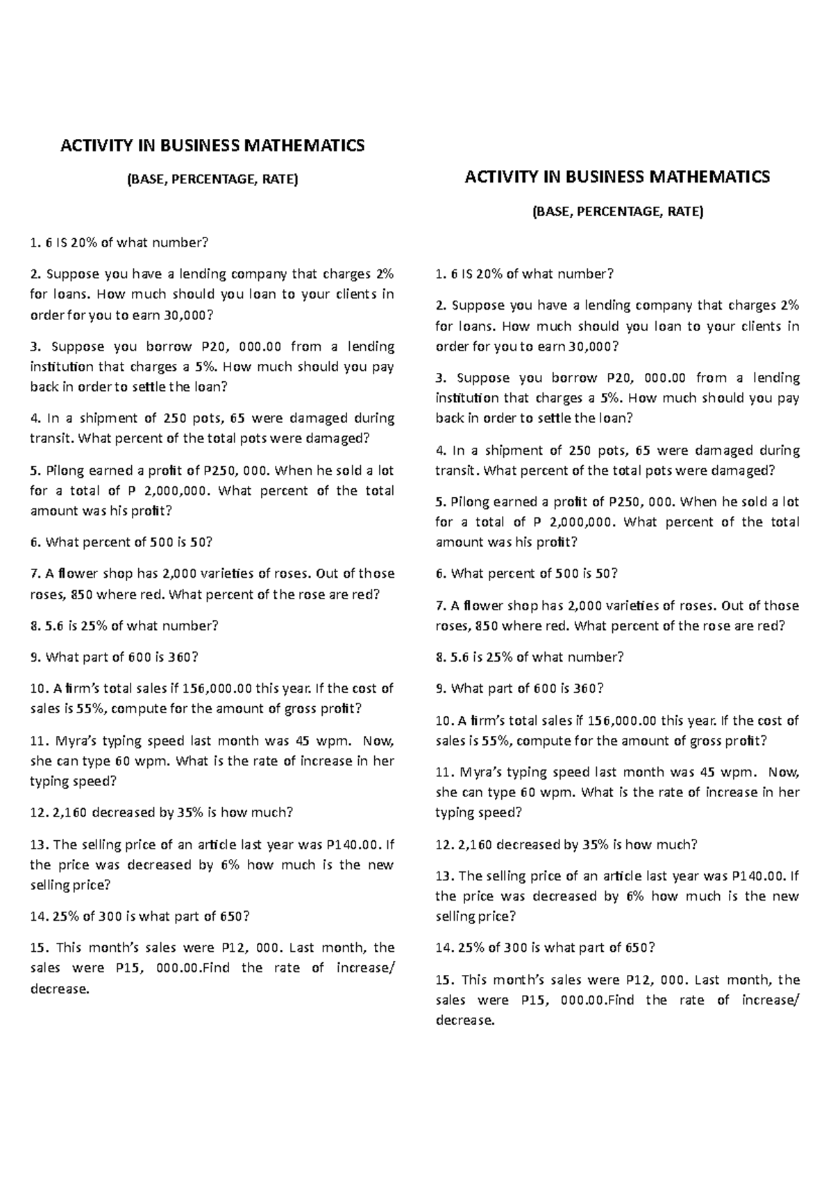 Activity-IN- Bmath - Jsjzusxjzj - ACTIVITY IN BUSINESS MATHEMATICS ...