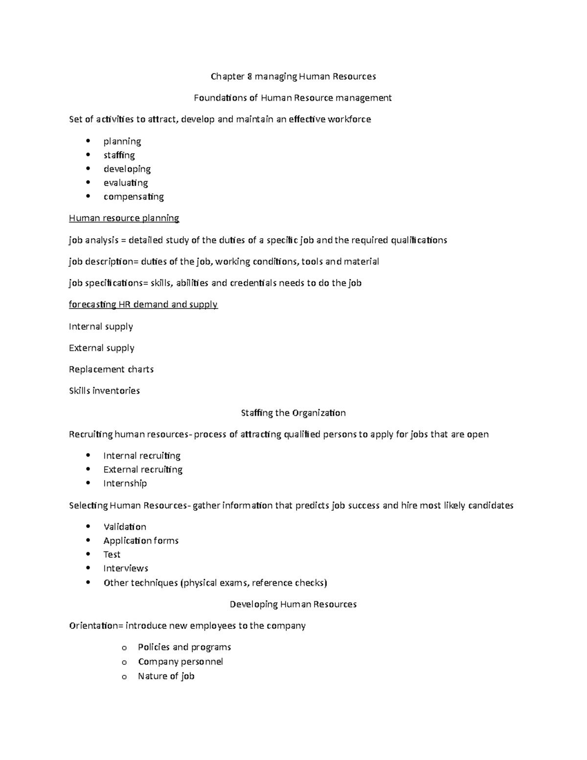 Business 1200 managing Human Resources - Chapter 8 managing Human ...