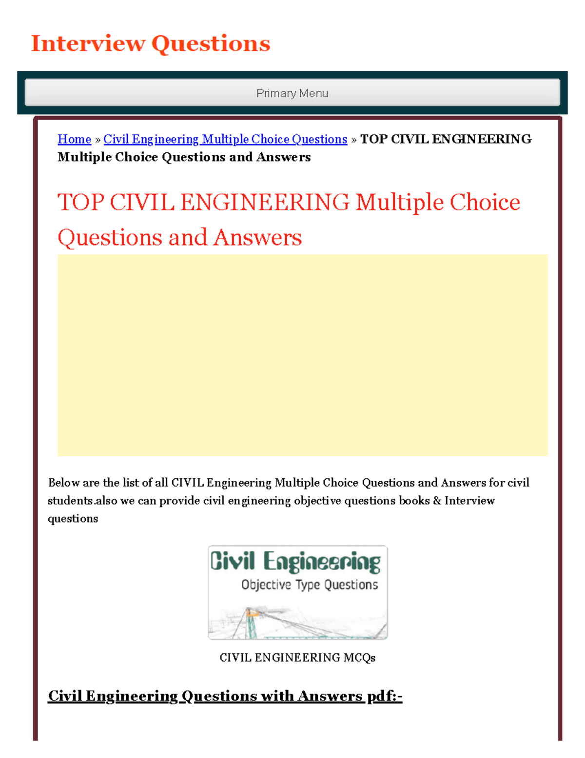 Pdfcoffee - Civil - Home » Civil Engineering Multiple Choice Questions ...