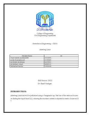 Particle Size Analysis (Sieves and Hydrometer) & Atterberg Limit Tests ...