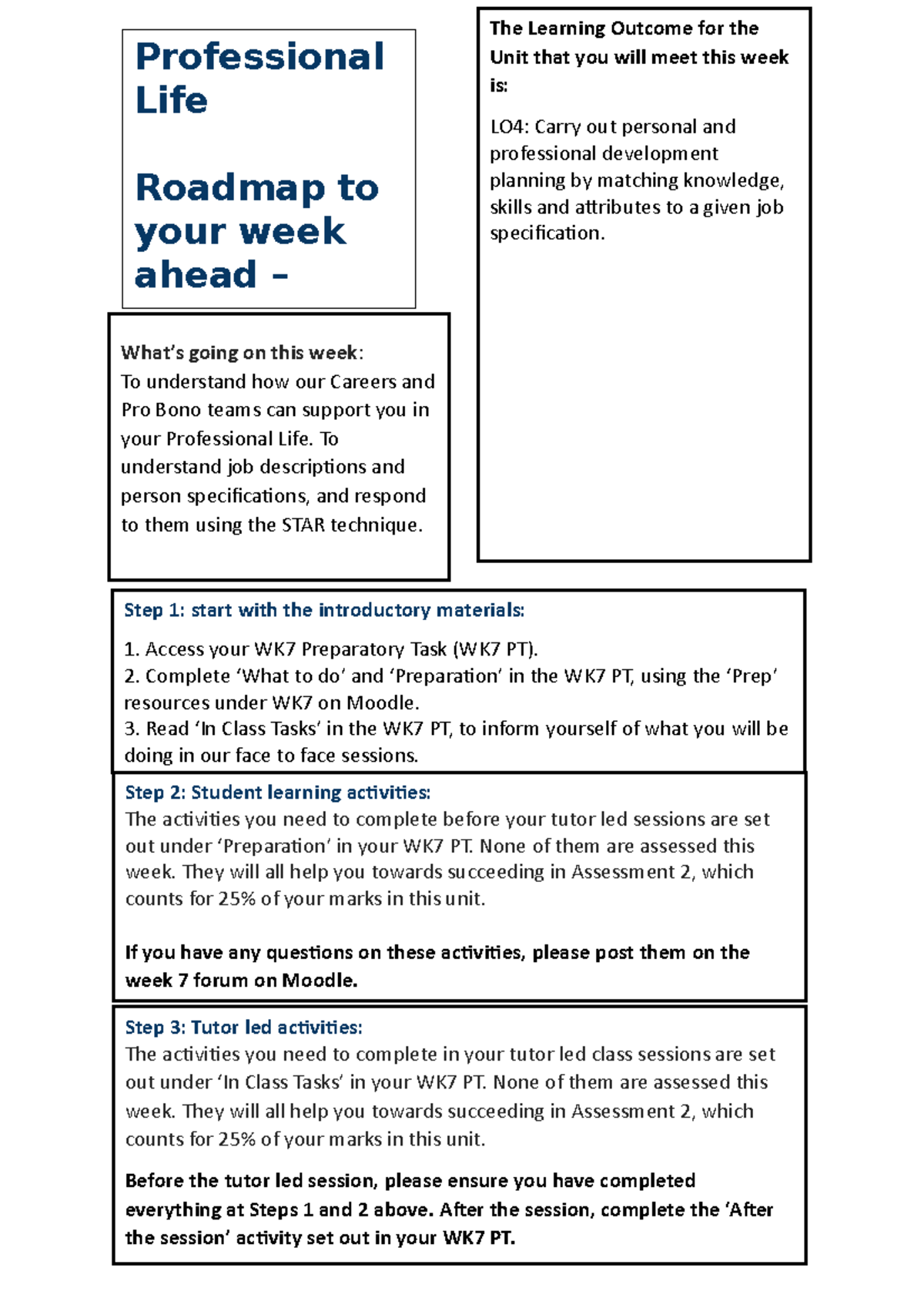 PL WK7 ROAD MAP - WEEK 7 - Professional Life Roadmap to your week ahead ...