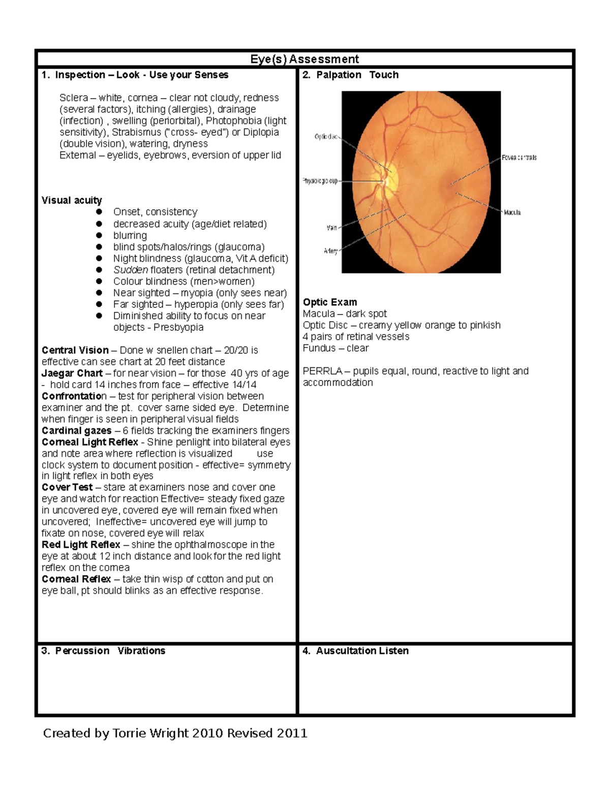 Eye Assessment - Eye(s) Assessment Inspection – Look - Use your Senses ...