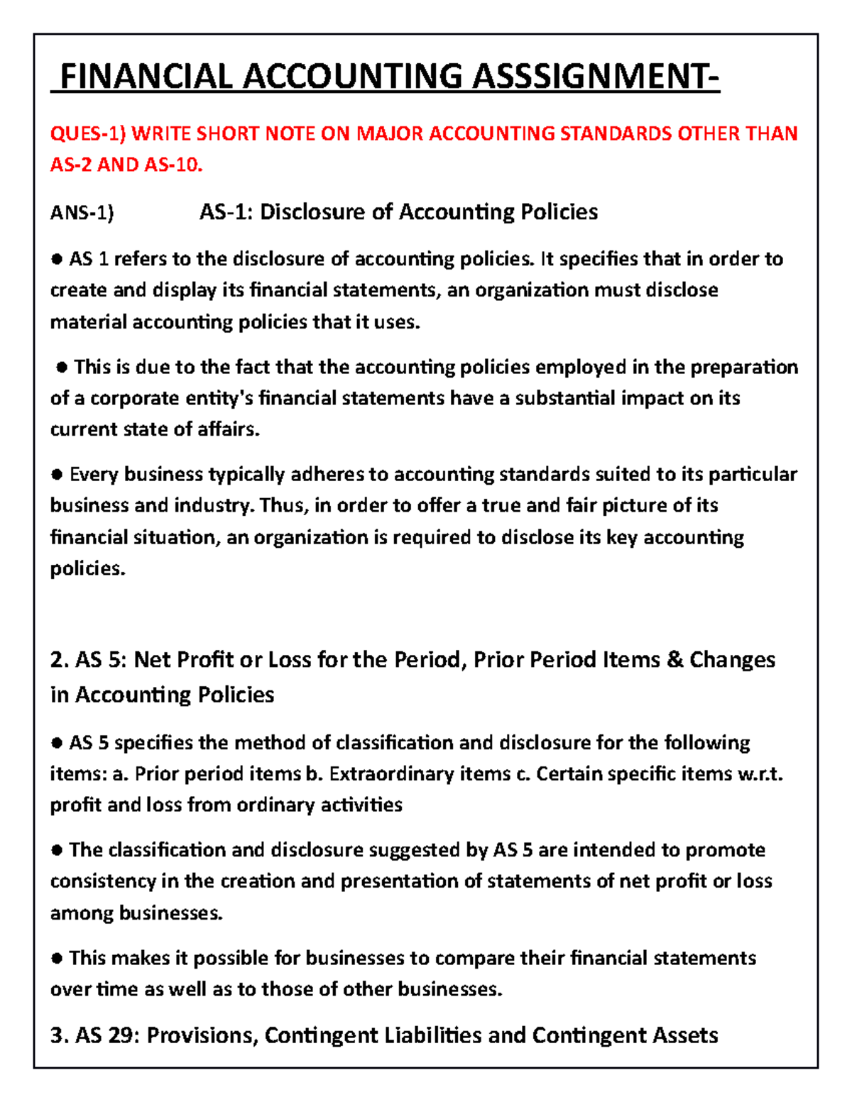 Financial Accounting Asssignment - FINANCIAL ACCOUNTING ASSSIGNMENT ...