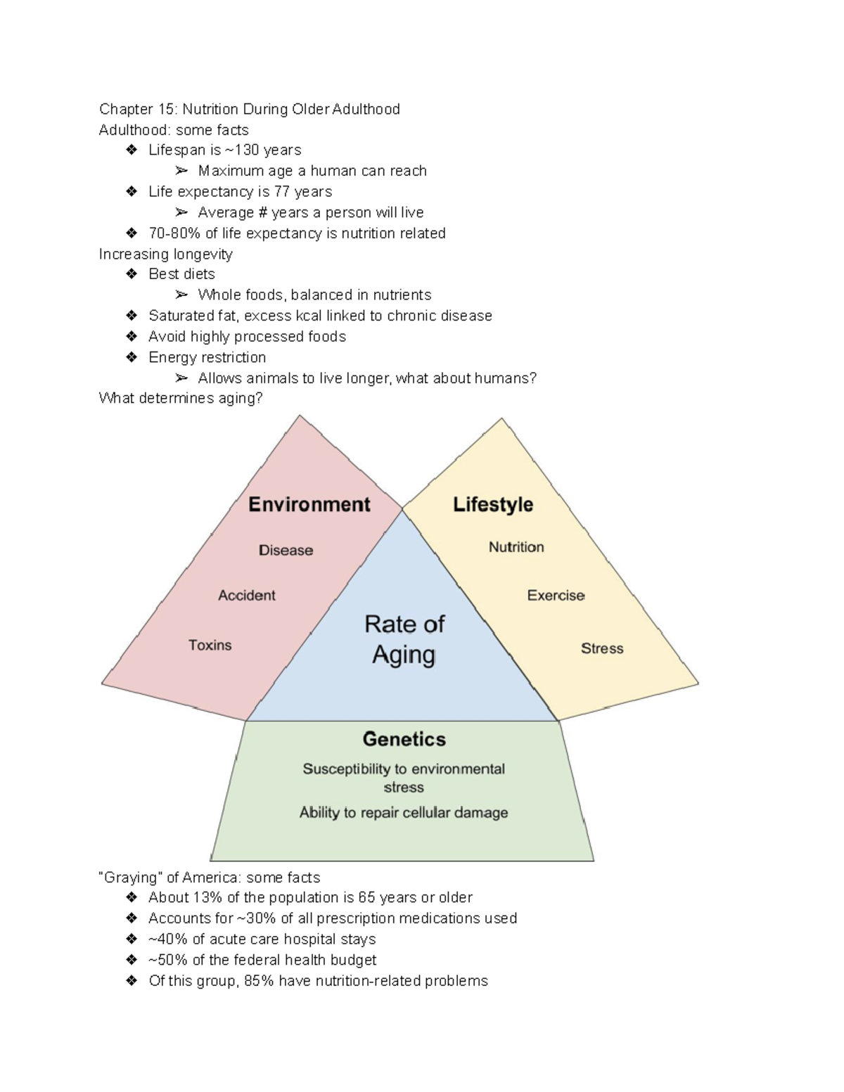 Chapter 15 - Lecture notes 11 - Chapter 15: Nutrition During Older ...
