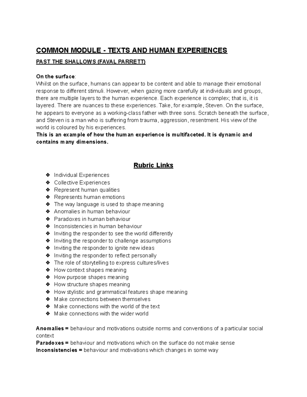 PTS Common Mod Rubric Links - COMMON MODULE - TEXTS AND HUMAN ...