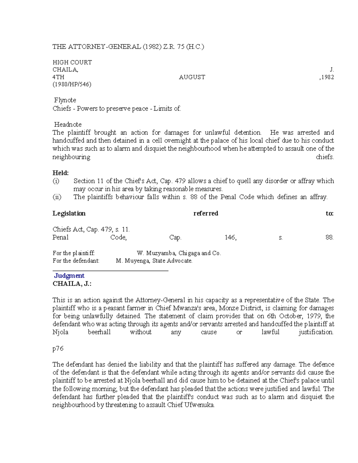 R v attorney general- case on false imprisonment - THE ATTORNEY-GENERAL ...