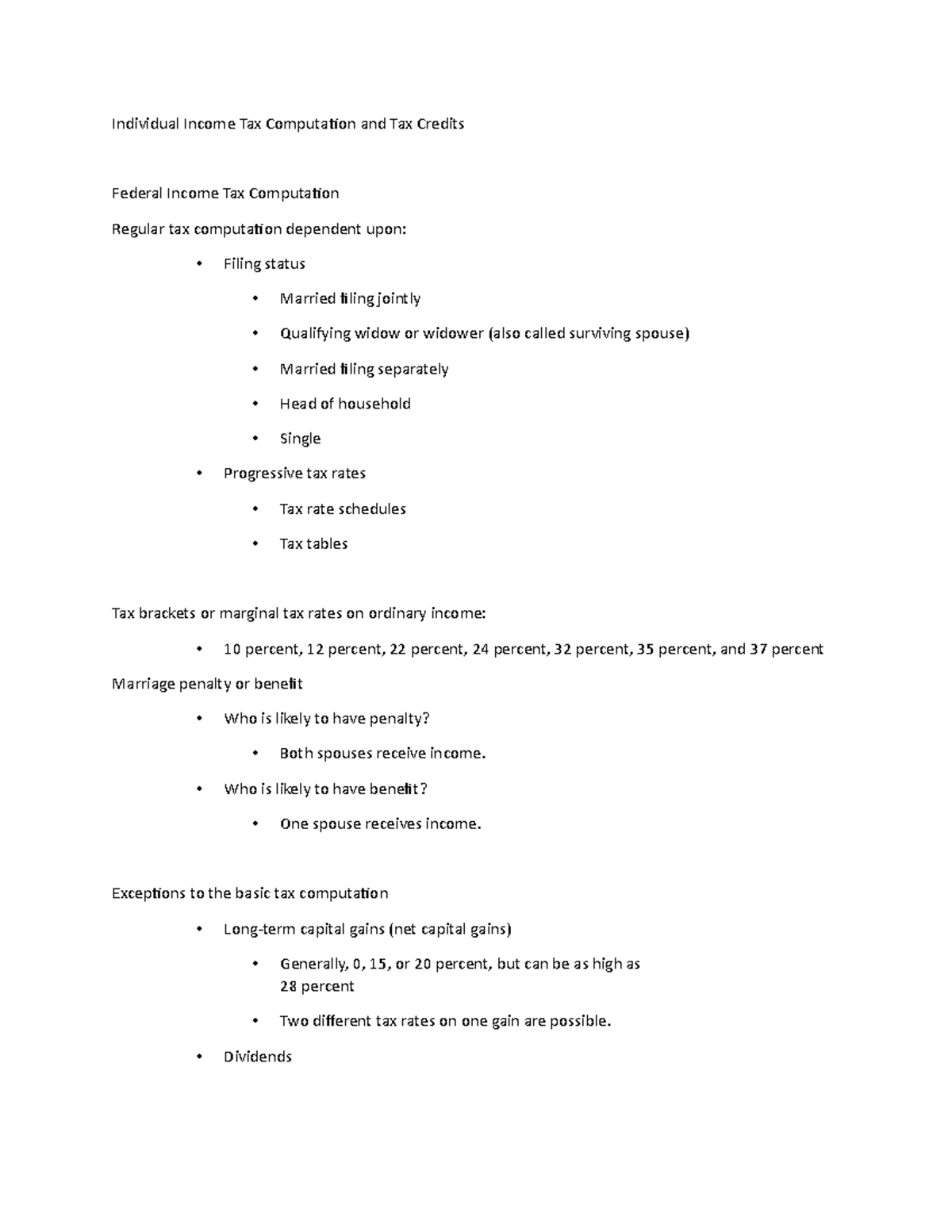 Lecture Notes 27 - Individual Income Tax Computation and Tax Credits ...