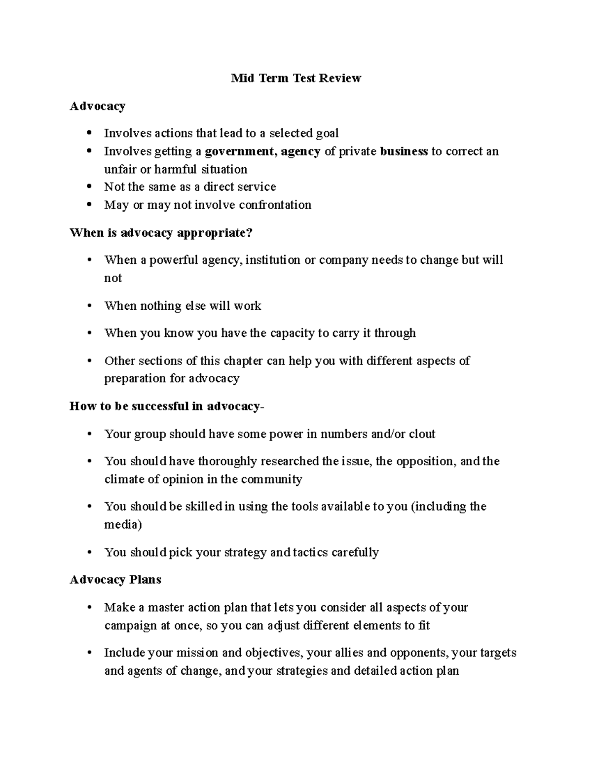 Mid Term Test Review - All notes from lectures up until the midterm ...