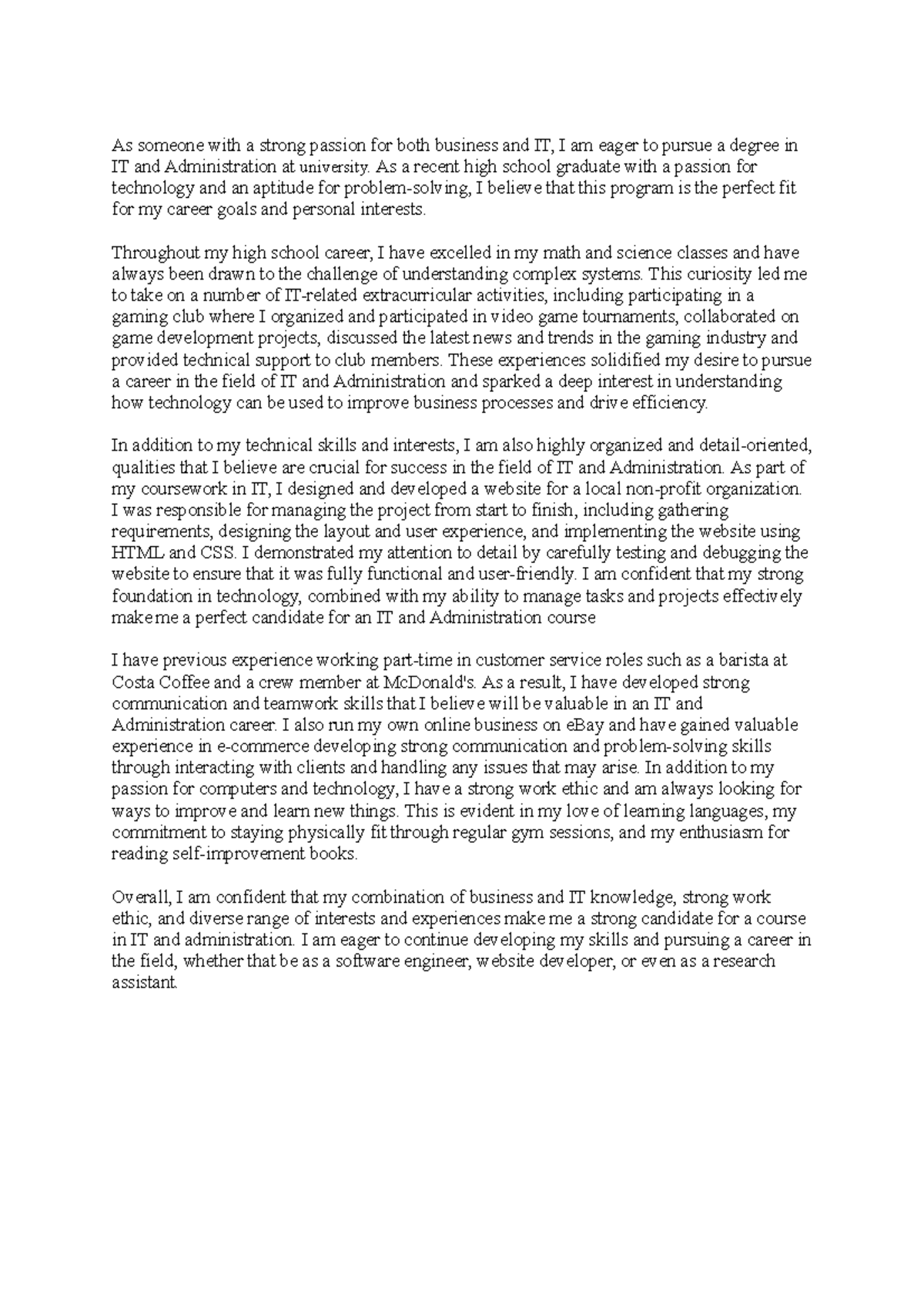 Priscilla Personal Statement - As someone with a strong passion for ...