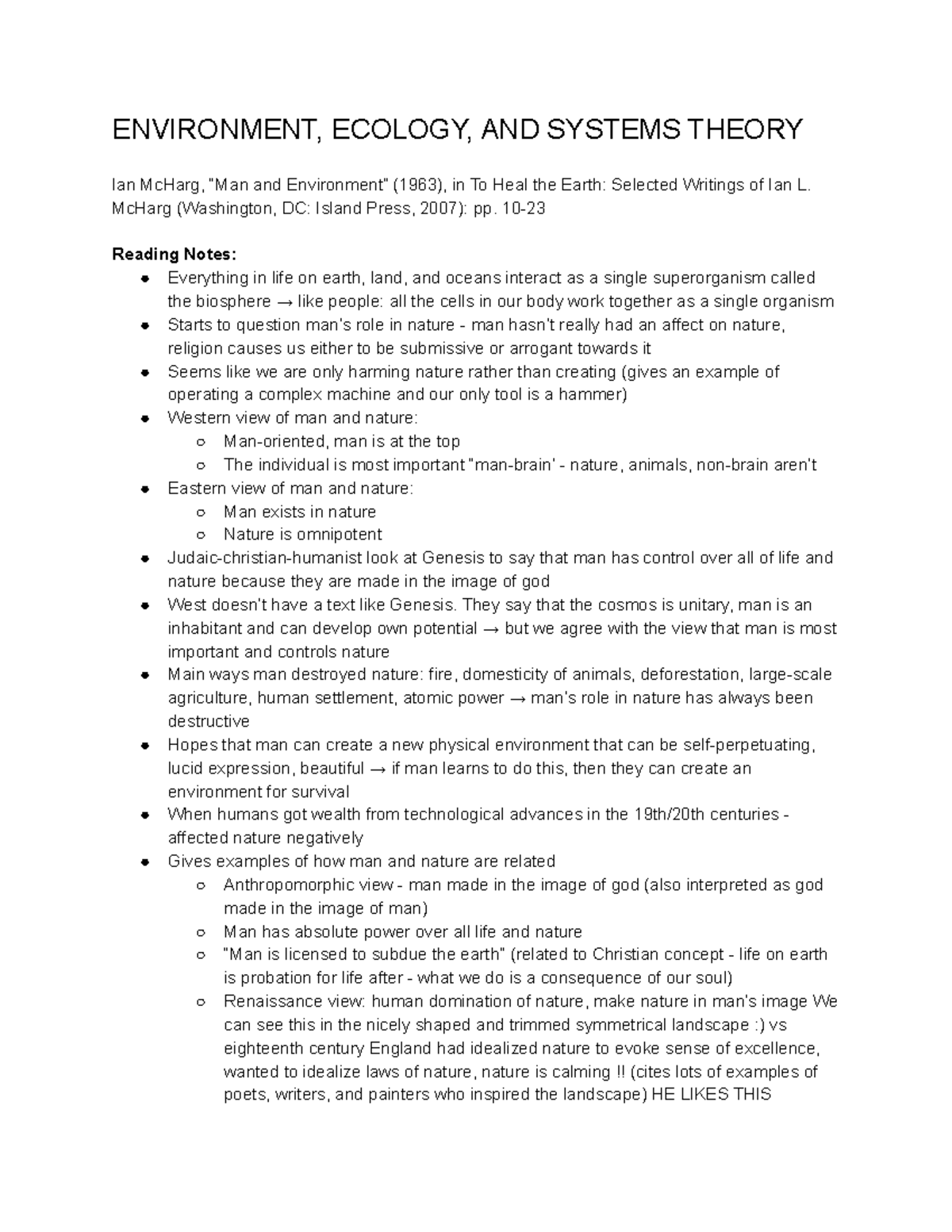 Week 6 Environment - Reading Notes - ENVIRONMENT, ECOLOGY, AND SYSTEMS ...