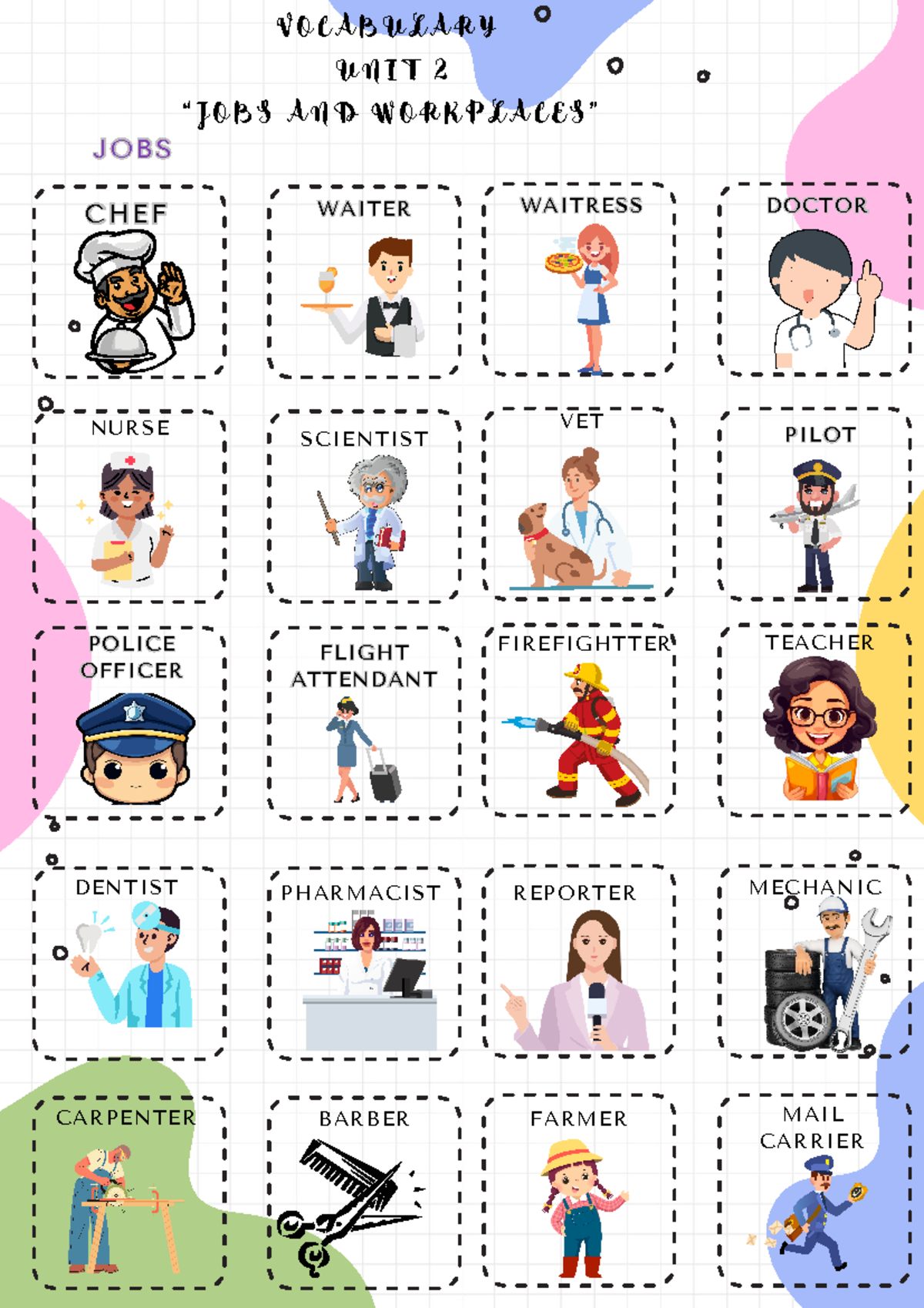 Vocabulary unit 2 jobs and workplaces - VOCABULARY UNIT 2 “JOBS AND ...