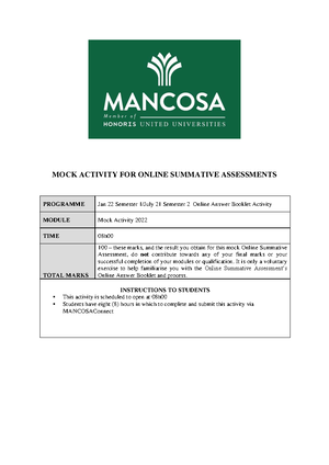 MANCOSA - Management College of Southern Africa - Studocu