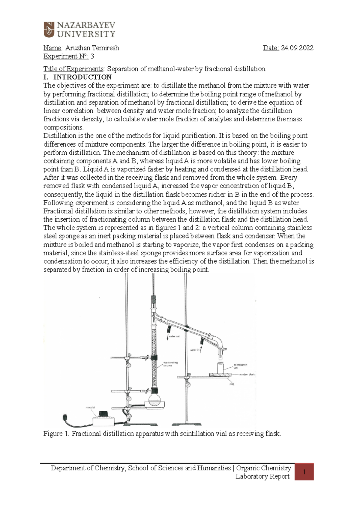 Distillation - The objectives of the experiment are: to distillate the ...