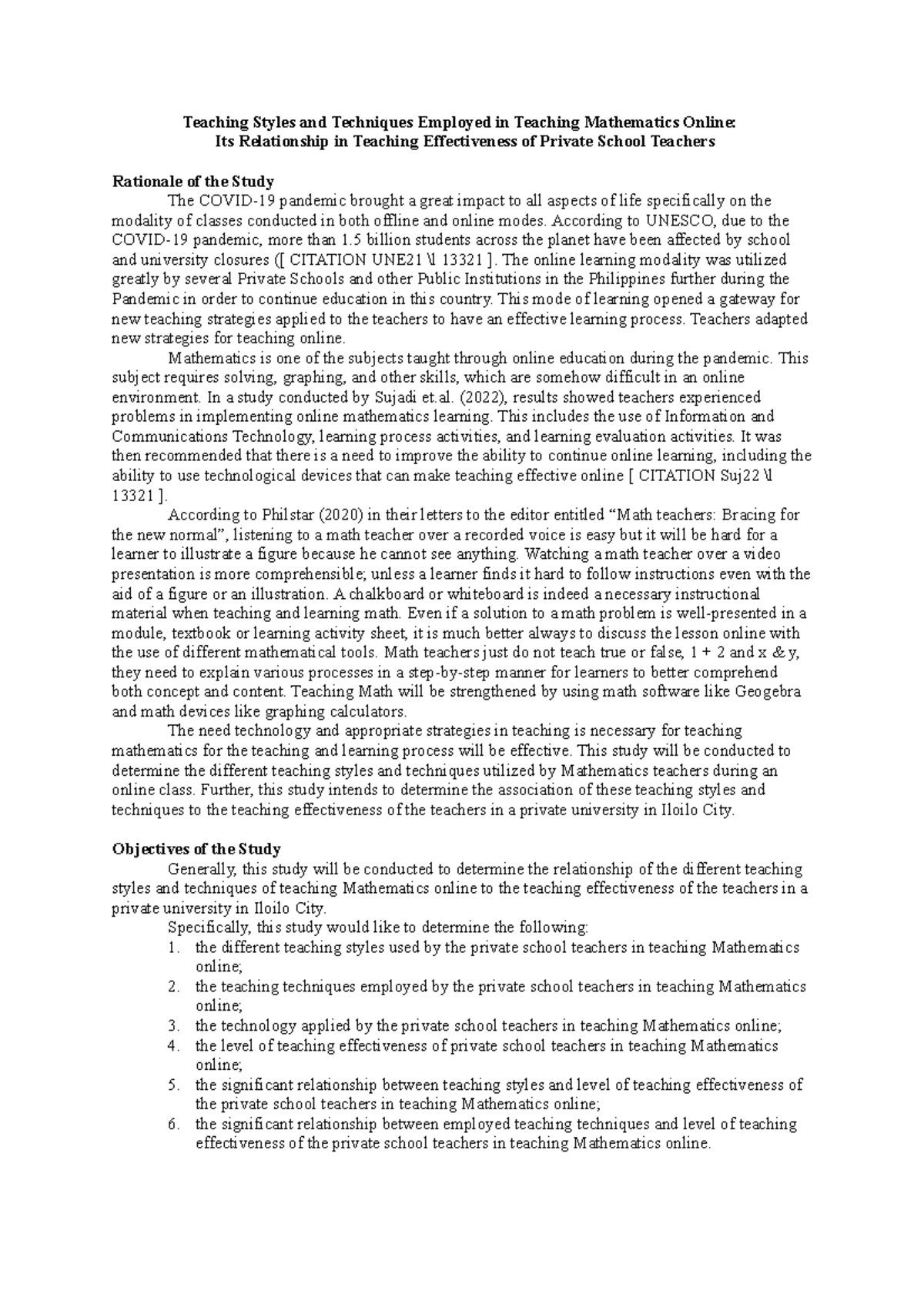 Concept Paper in Research - Teaching Styles and Techniques Employed in ...