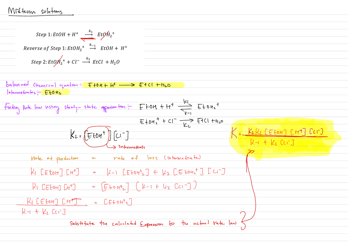 Midterm 1 Solutions - term solutions / / balanced Chemical equation ...