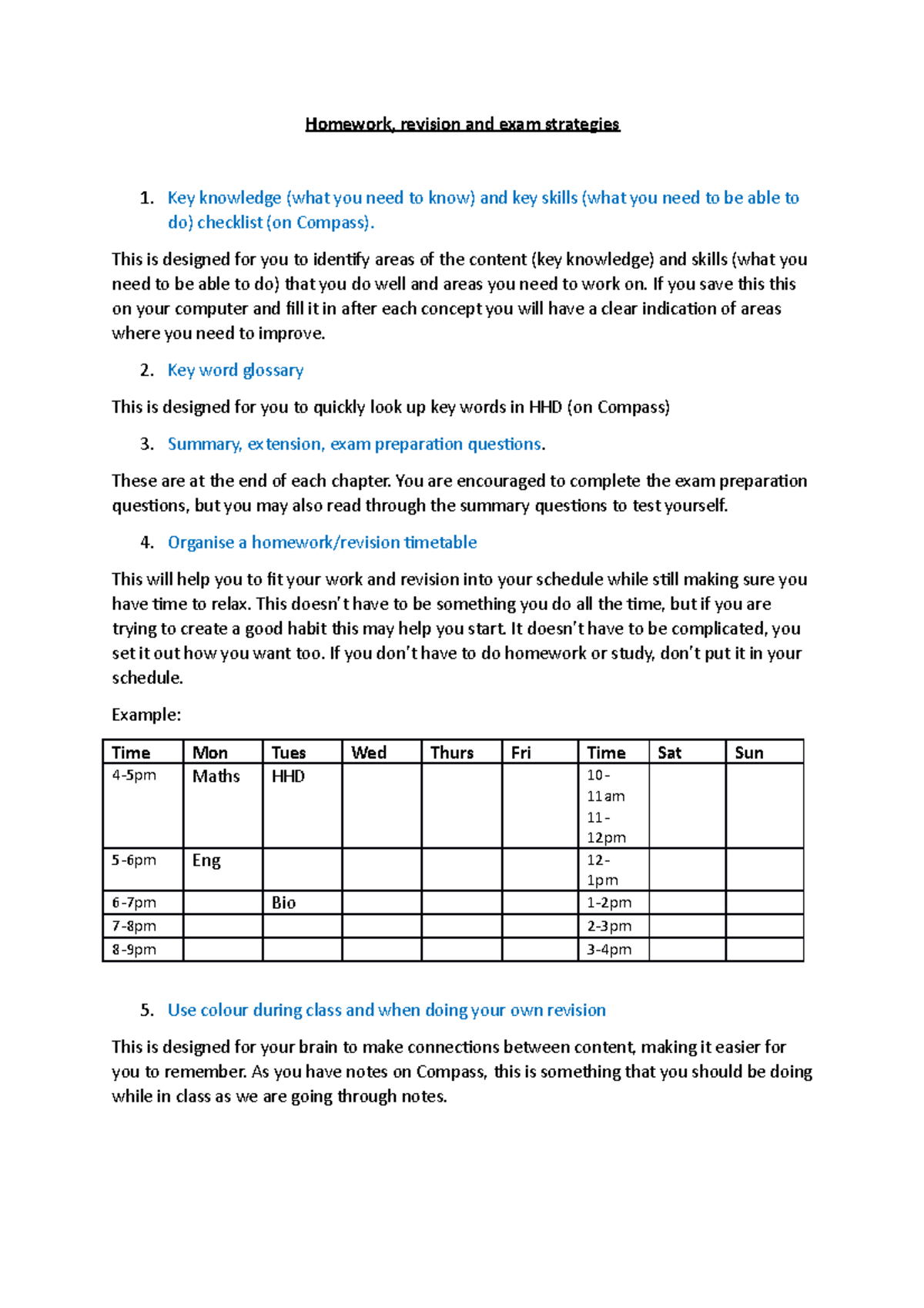 Homework,exam,revision strategies - Homework, revision and exam ...