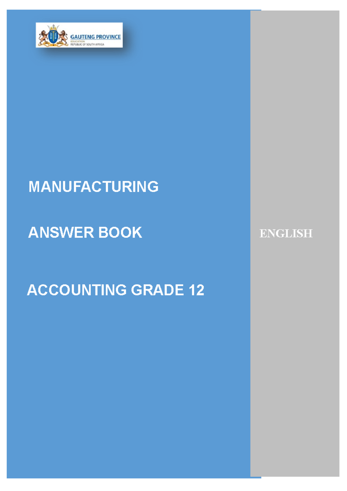 Manufacturing - Answer BOOK English - MANUFACTURING ANSWER BOOK ENGLISH ...
