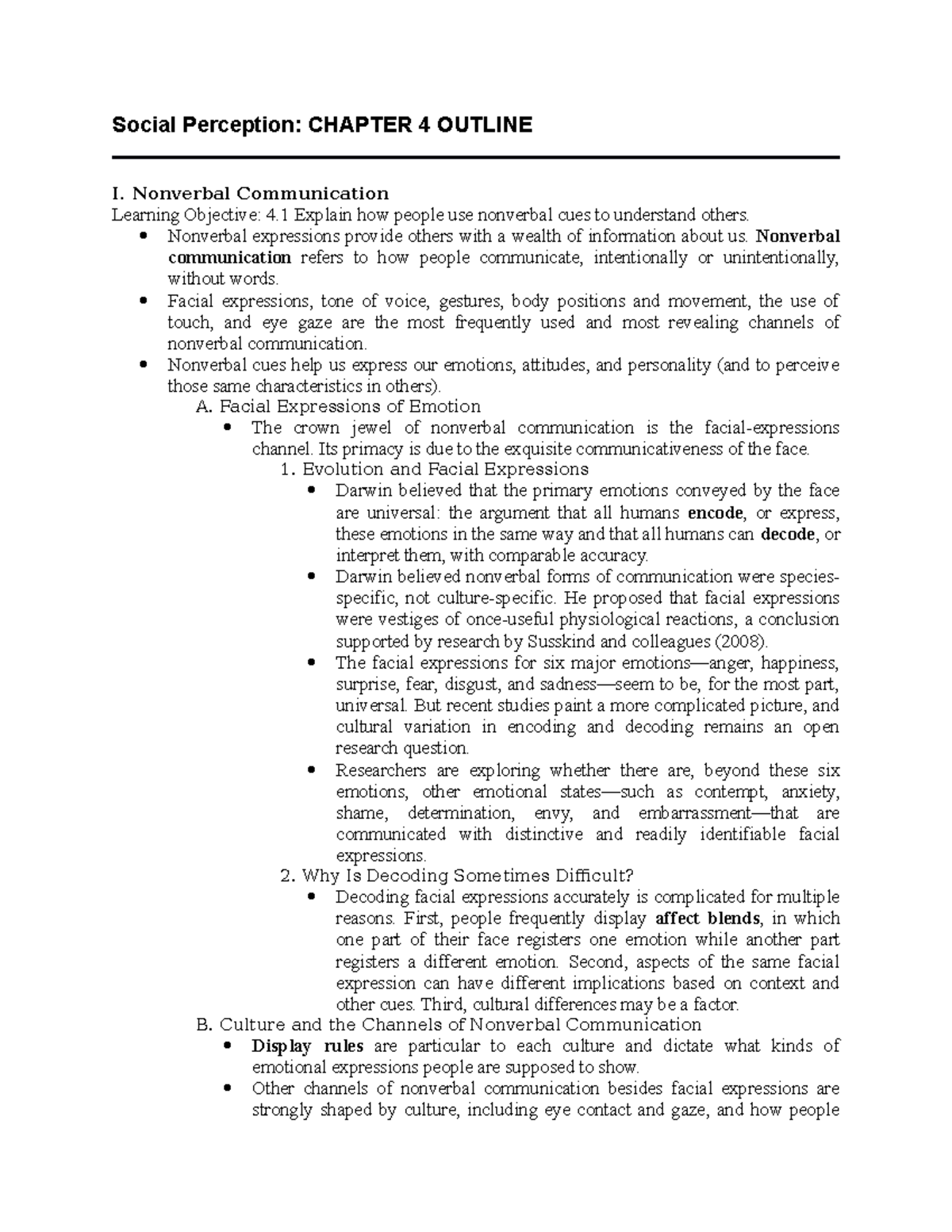 Chapter 4 - Social Perception - Social Perception: CHAPTER 4 OUTLINE I ...