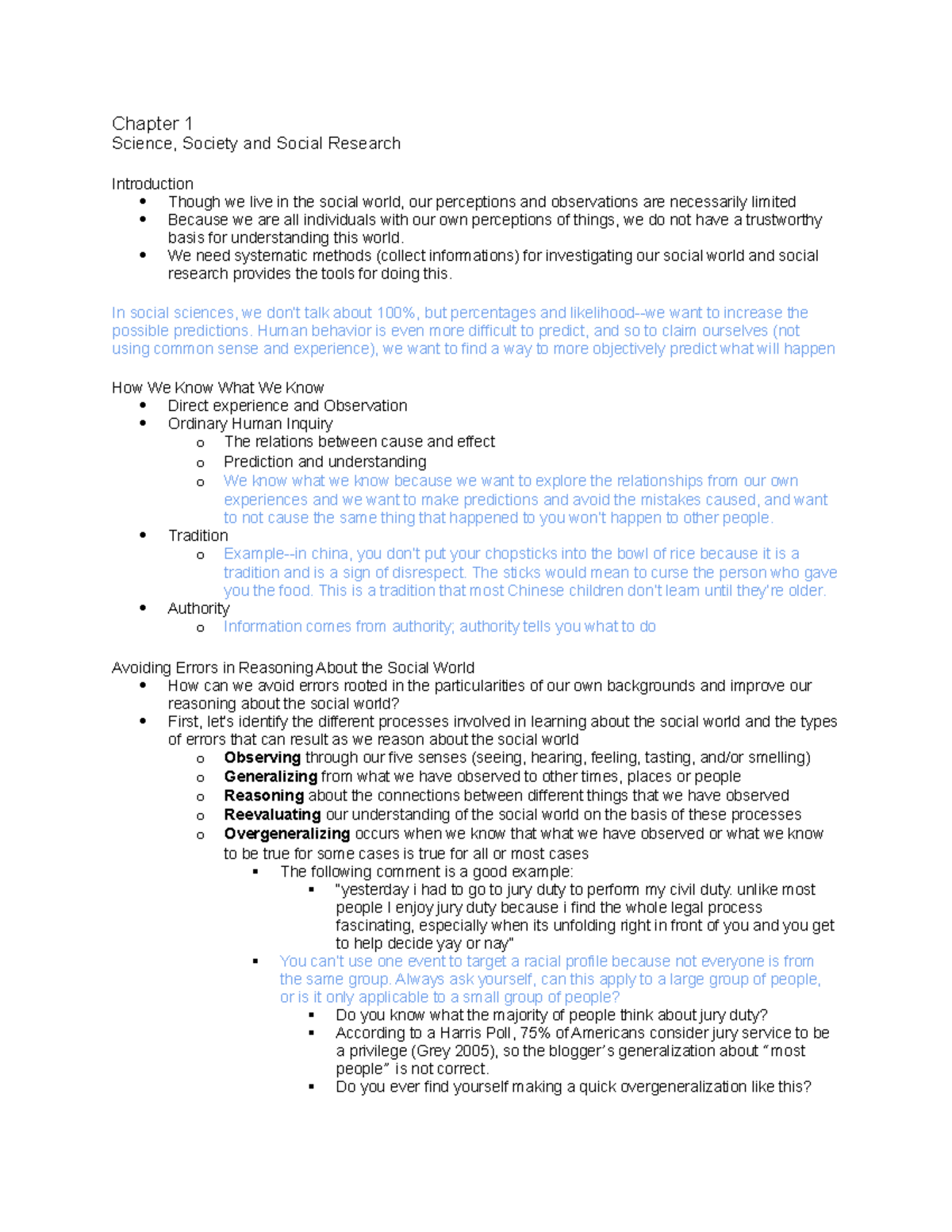 Research Methods Notes - Chapter 1 Science, Society and Social Research ...
