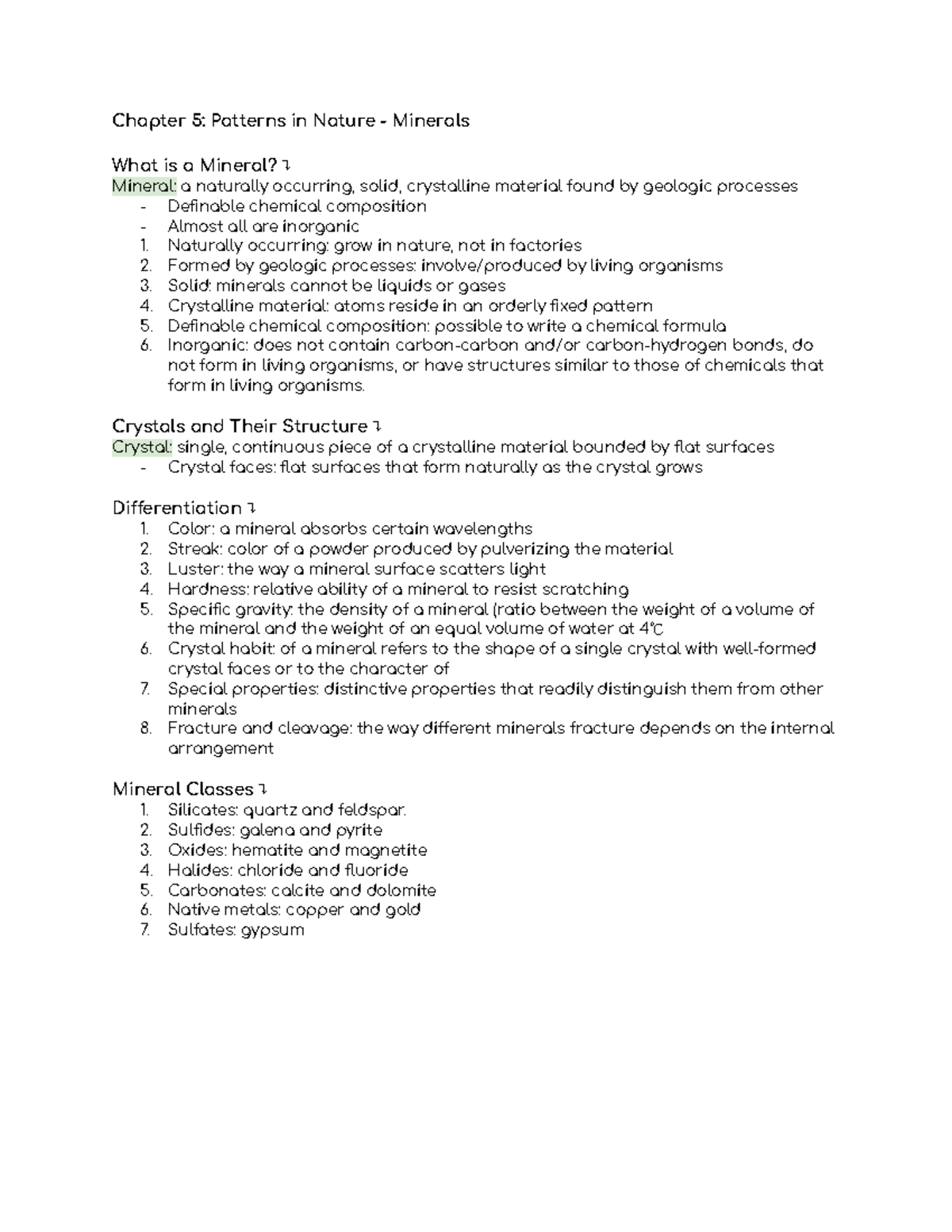 Chapter 5 Patterns in Nature - Minerals - Chapter 5: Patterns in Nature ...