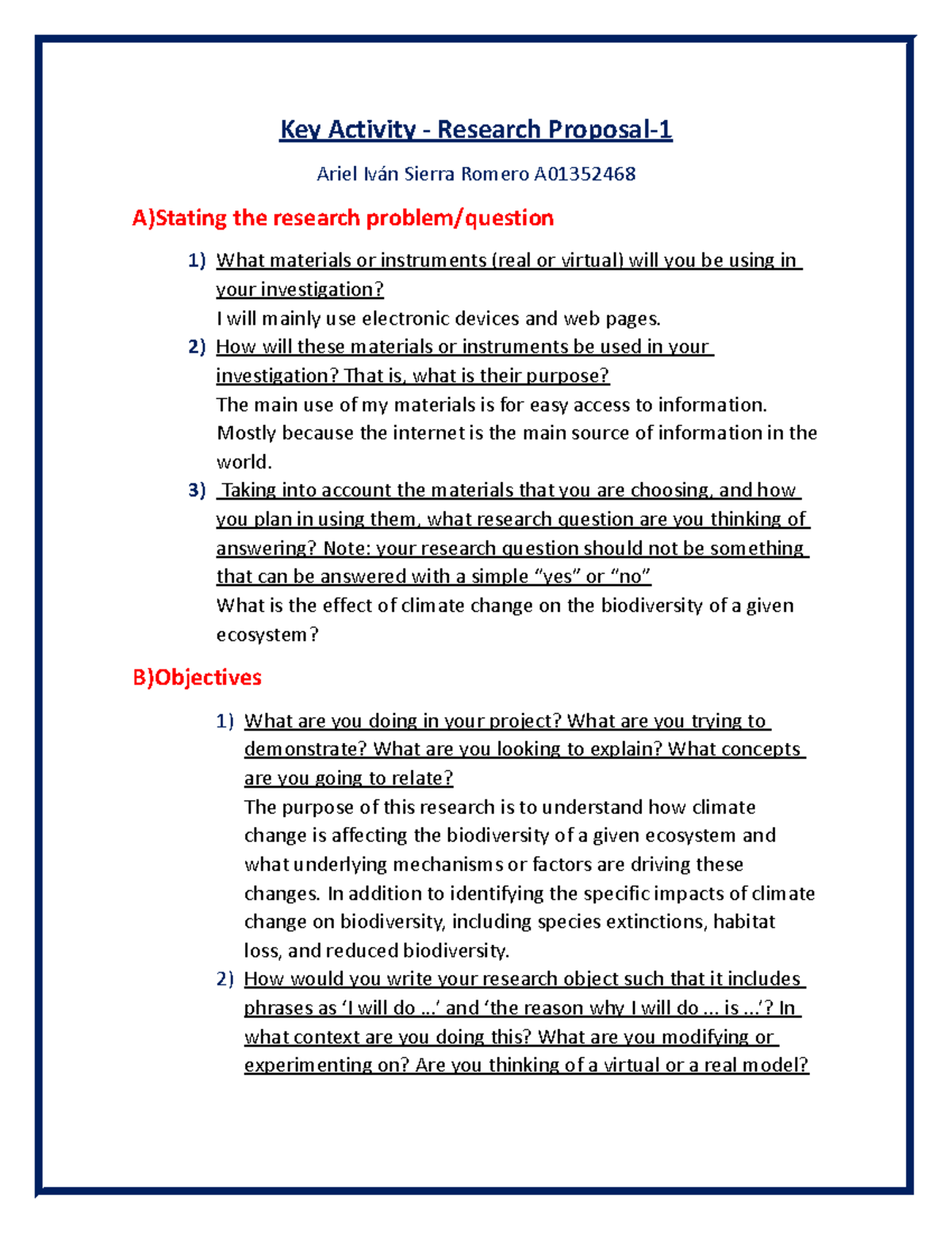 Key Activity - HOla - Key Activity - Research Proposal- Ariel Iván ...